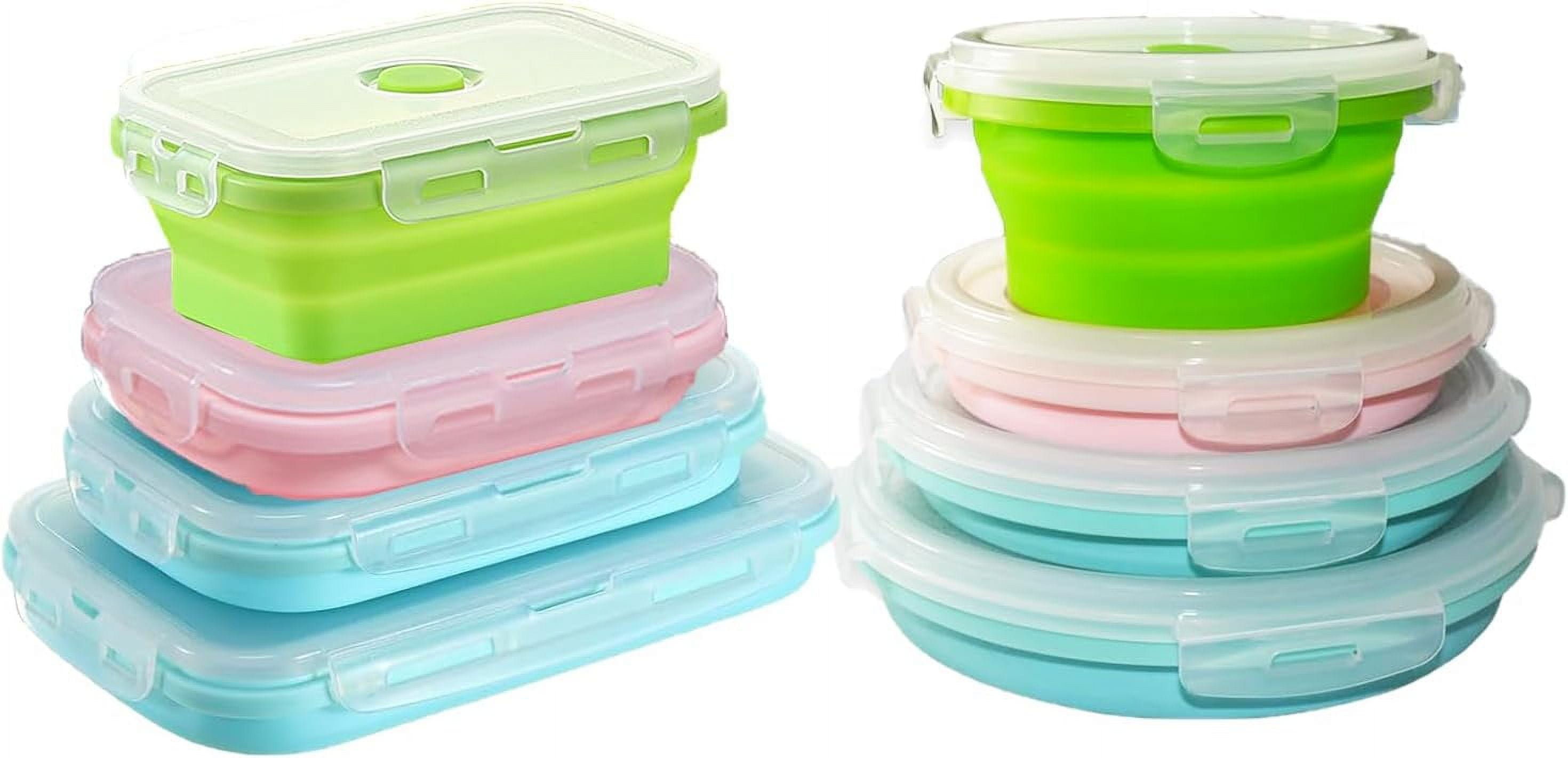 Set of 8 Collapsible Silicone Food Storage Containers, Collapsible ...