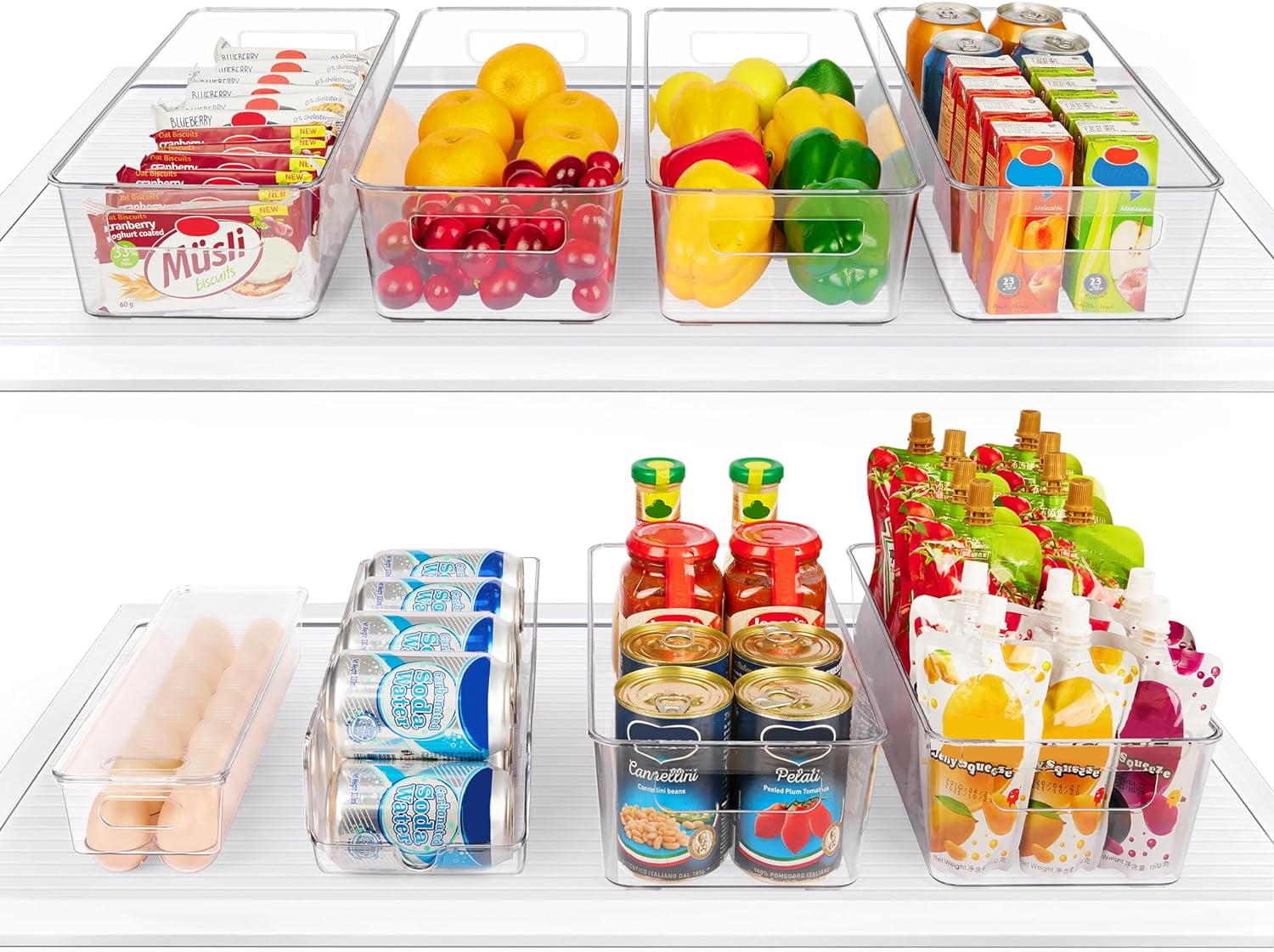 Set of 8 Fridge Organizer, Refrigerator Organizer Bins with Handles ...
