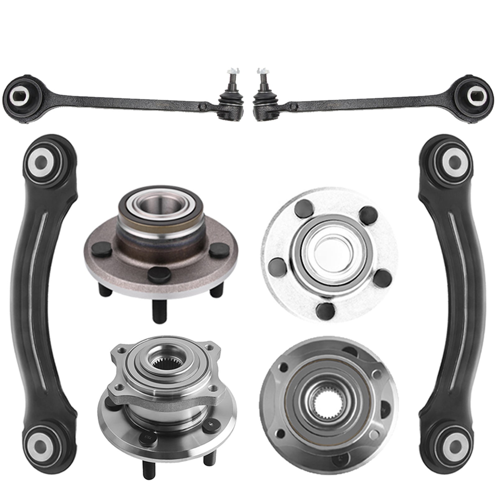 Set of 8 Front Lower Forward Control Arm Ball Joint-Wheel Hub Bearing ...