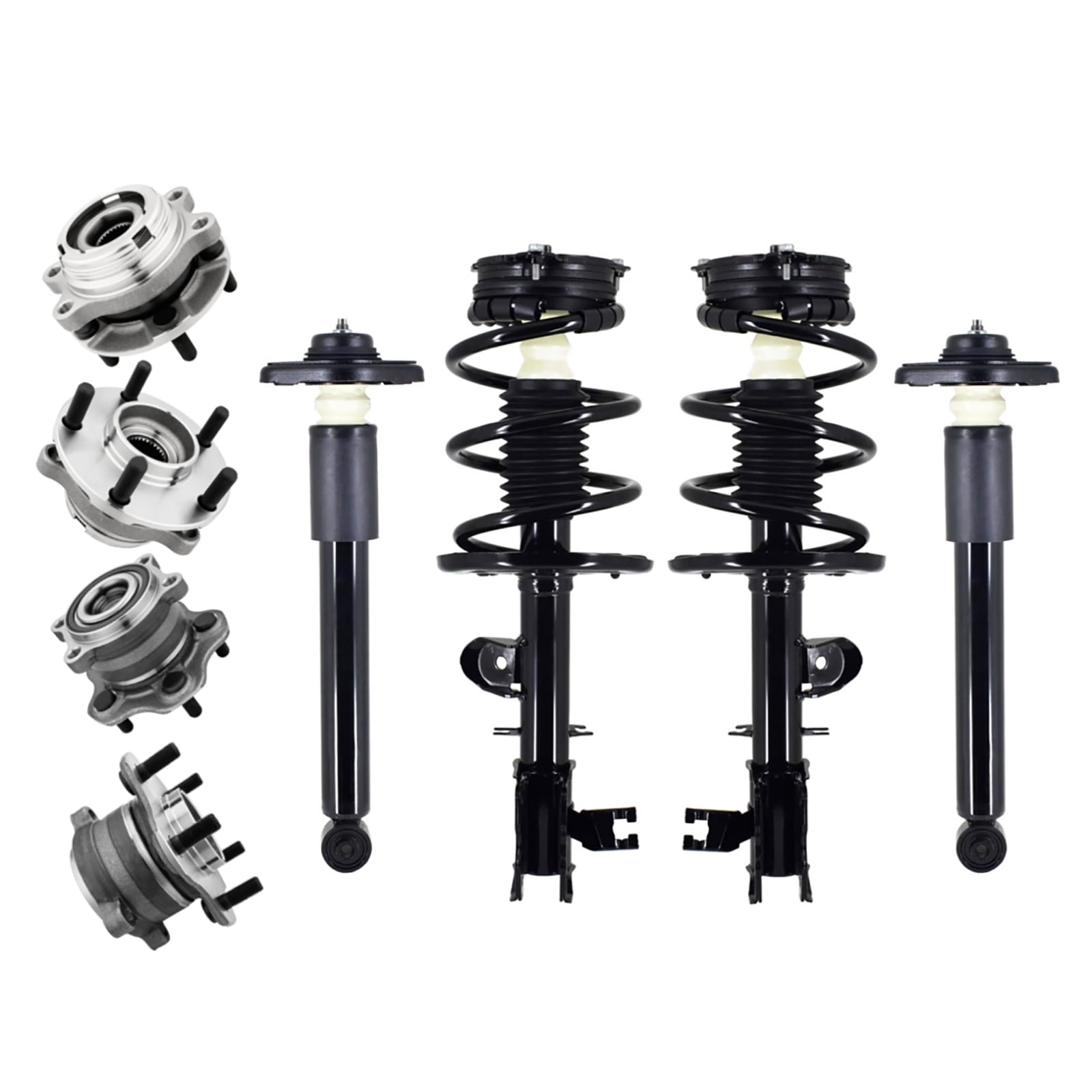 Set of 8 Front Quick Complete Strut-Coil Spring Assembly-Wheel Hub ...
