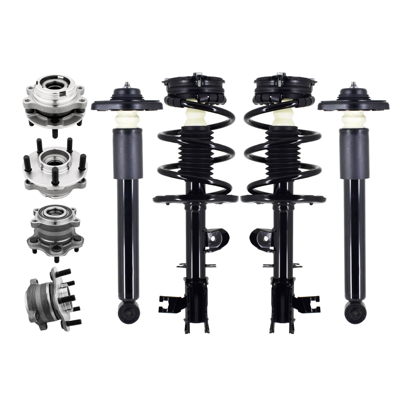 Set of 8 Front Quick Complete Strut-Coil Spring Assembly-Wheel Hub ...