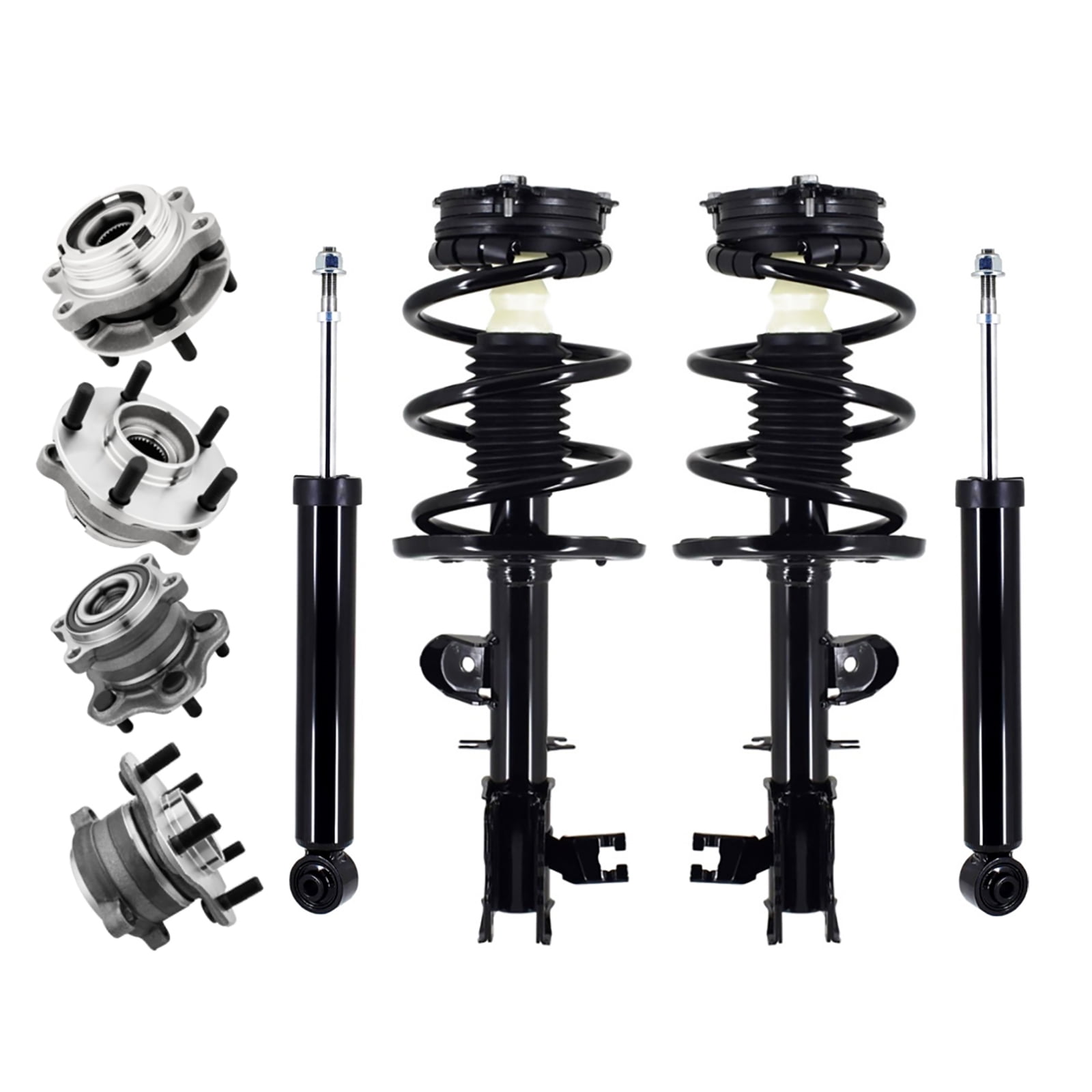 Set of 8 Front Quick Complete Strut-Coil Spring Assembly-Wheel Hub ...