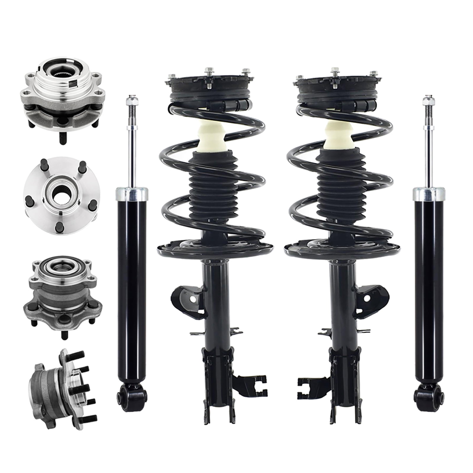 Set of 8 Front Quick Complete Strut-Coil Spring Assembly-Wheel Hub ...