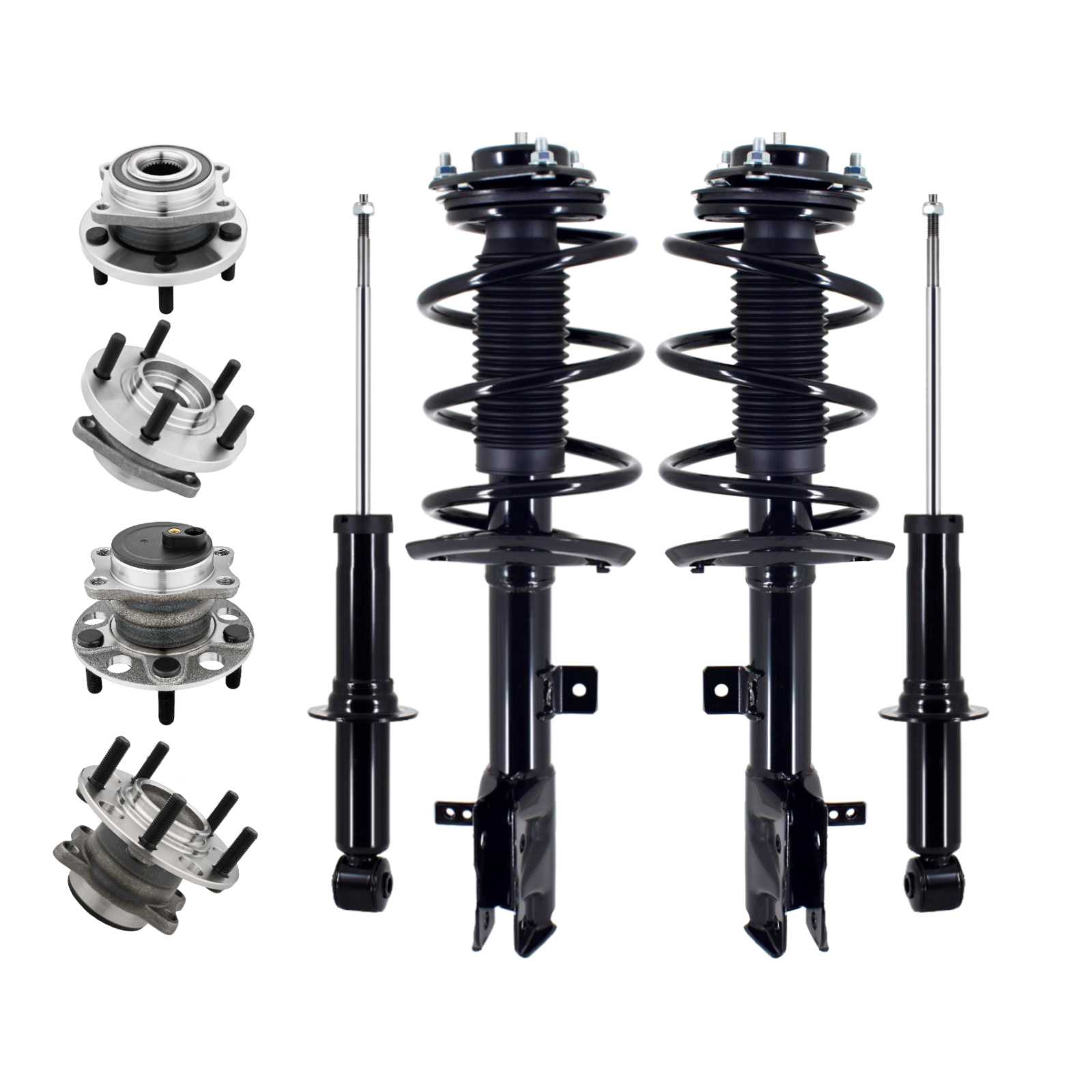 Set of 8 Front Quick Complete Strut-Coil Spring Assembly-Wheel Hub ...