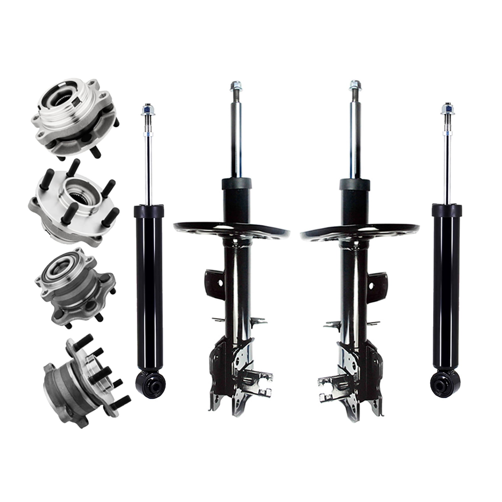 Set of 8 Front Suspension Strut Assembly-Wheel Hub Bearing Assembly ...
