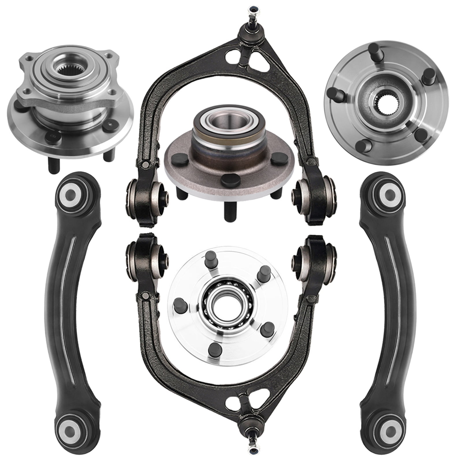 Set of 8 Front Upper Control Arm Ball Joint-Wheel Hub Bearing Assembly ...