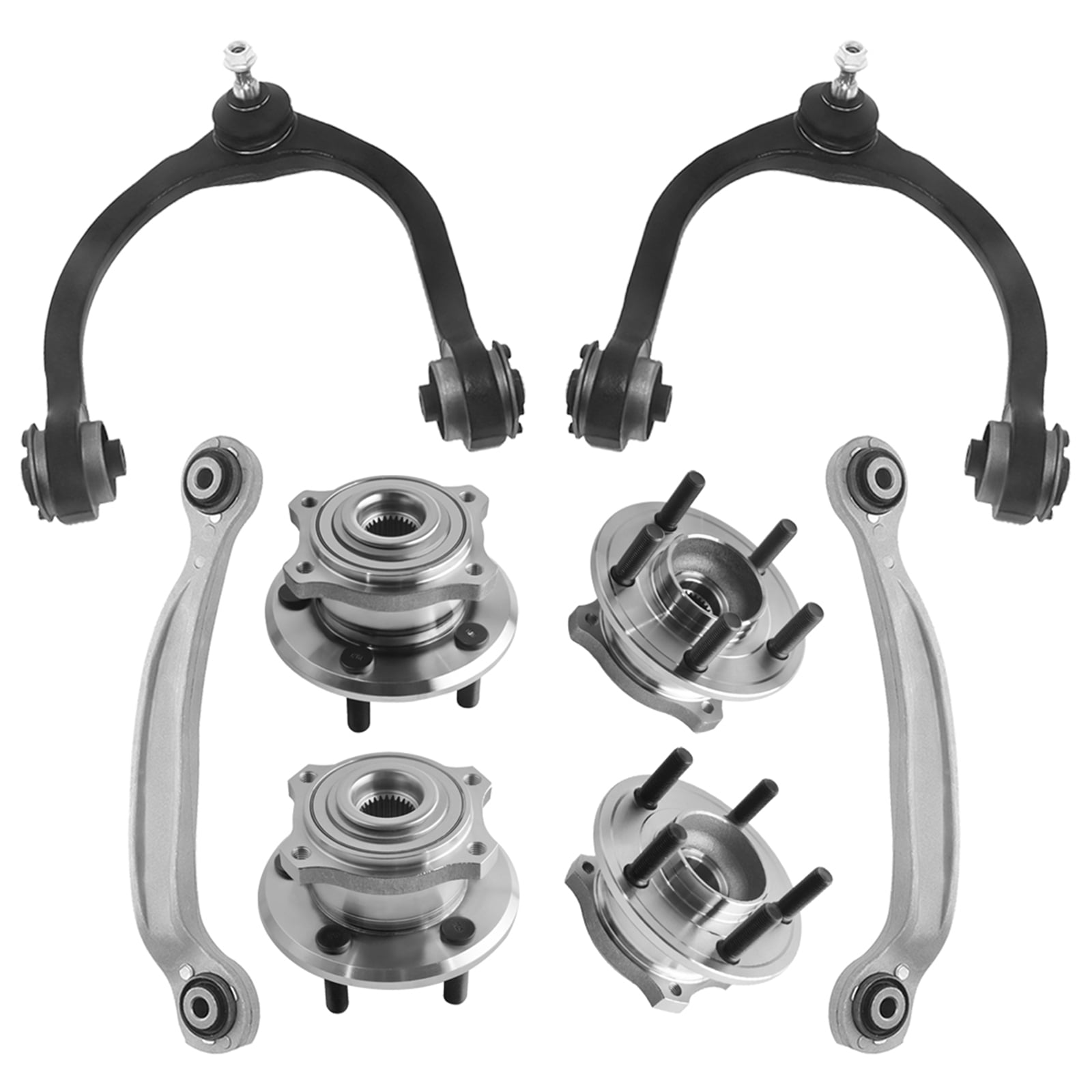 Set of 8 Front Upper Control Arm Ball Joint-Wheel Hub Bearing Assembly ...