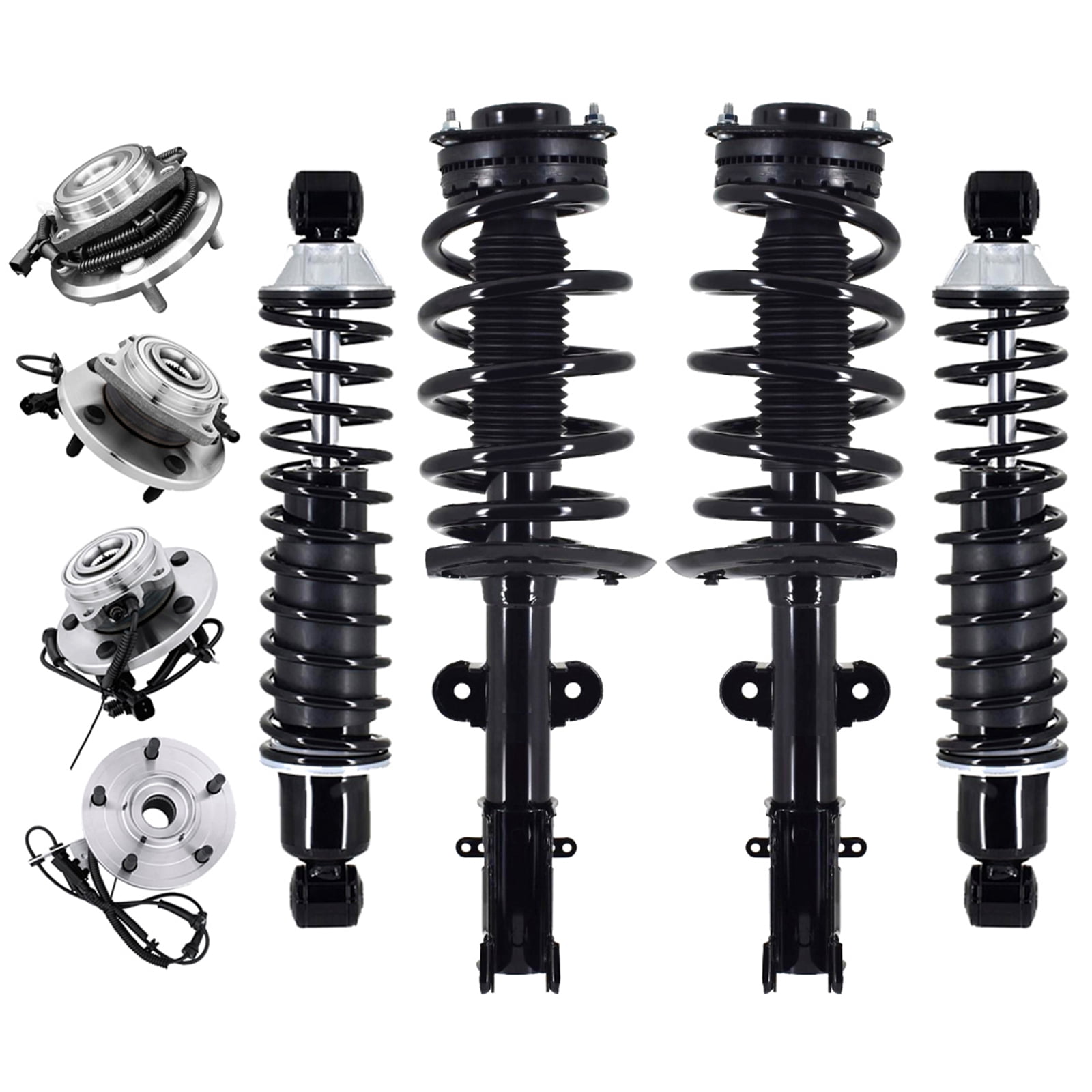 Set of 8 Front Wheel Hub Bearing Assembly-Quick Complete Strut-Coil ...