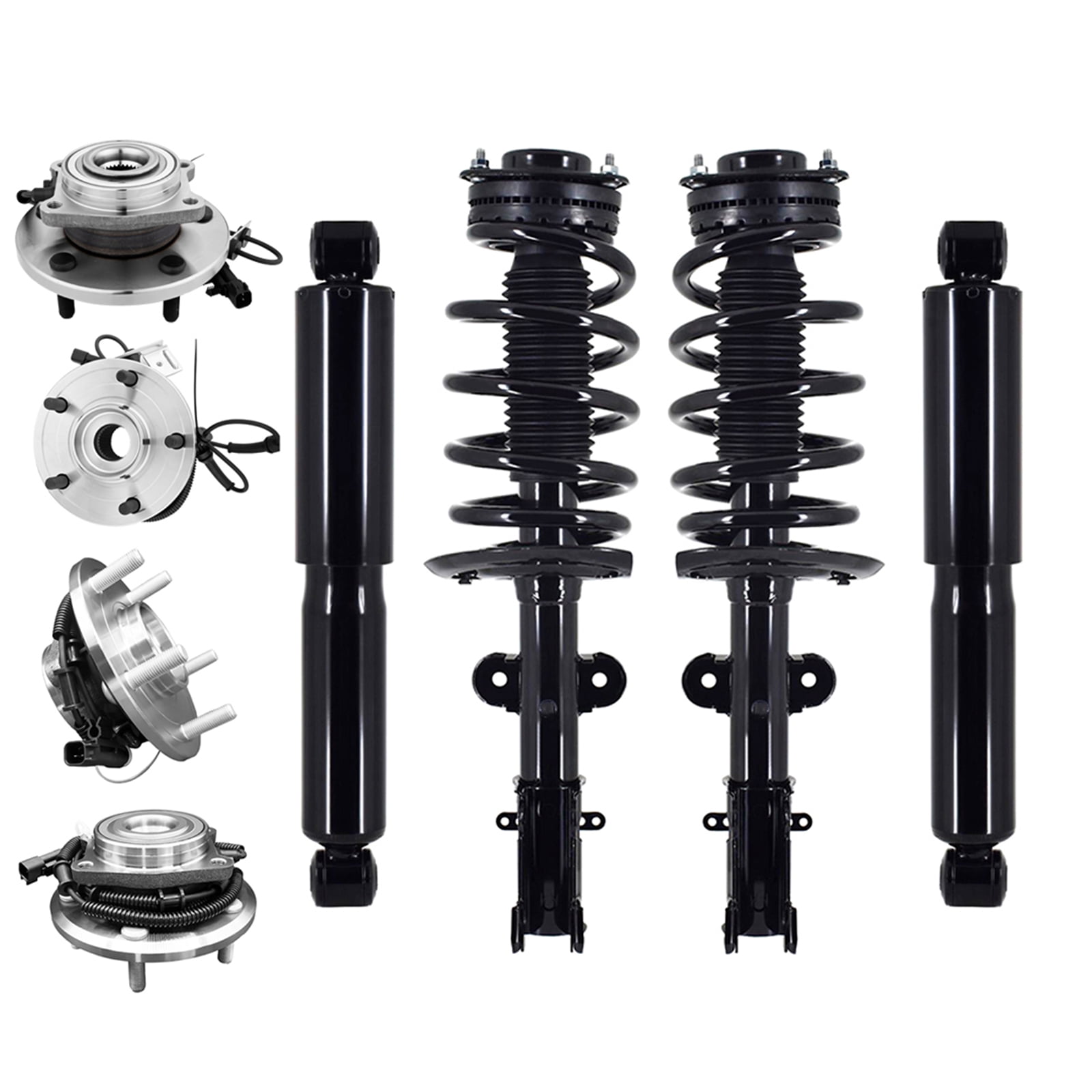 Set of 8 Front Wheel Hub Bearing Assembly-Quick Complete Strut-Coil ...