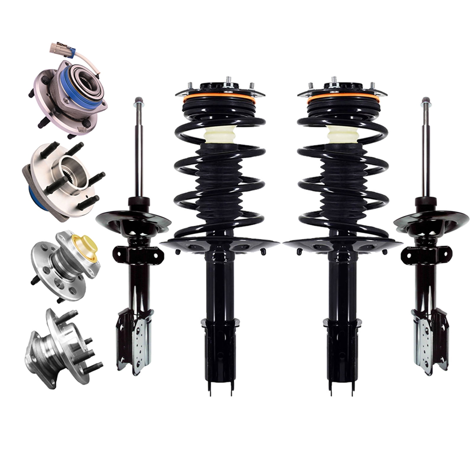 Set of 8 Front Wheel Hub Bearing Assembly-Quick Complete Strut-Coil ...