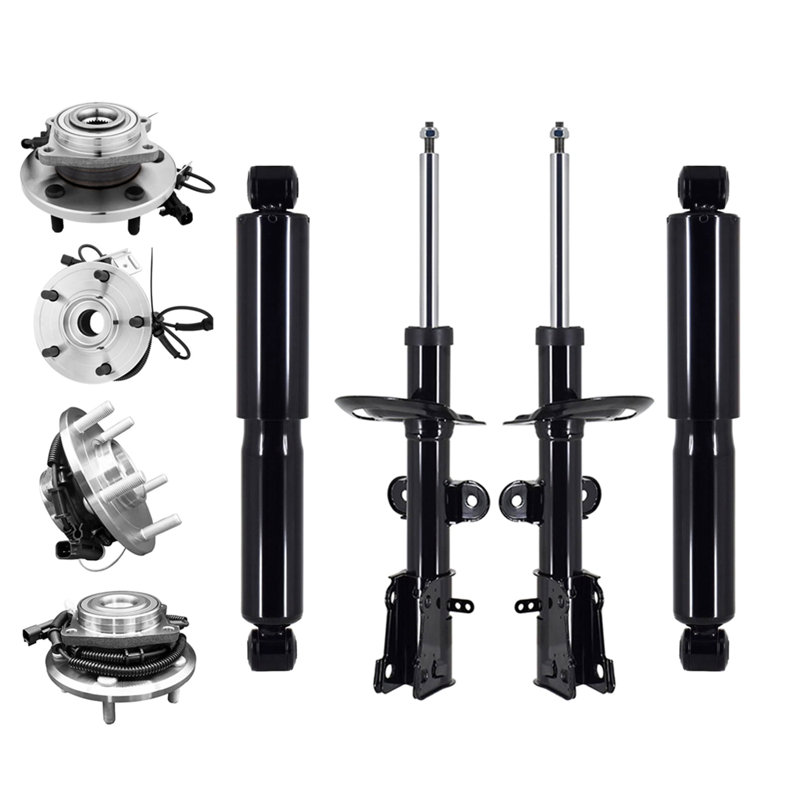 Set of 8 Front Wheel Hub Bearing Assembly-Suspension Strut Assembly ...