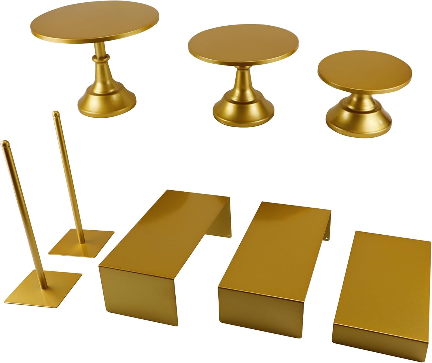 Set of 8 Gold Cake Stands Donut Holder Round Metal Dessert Display ...