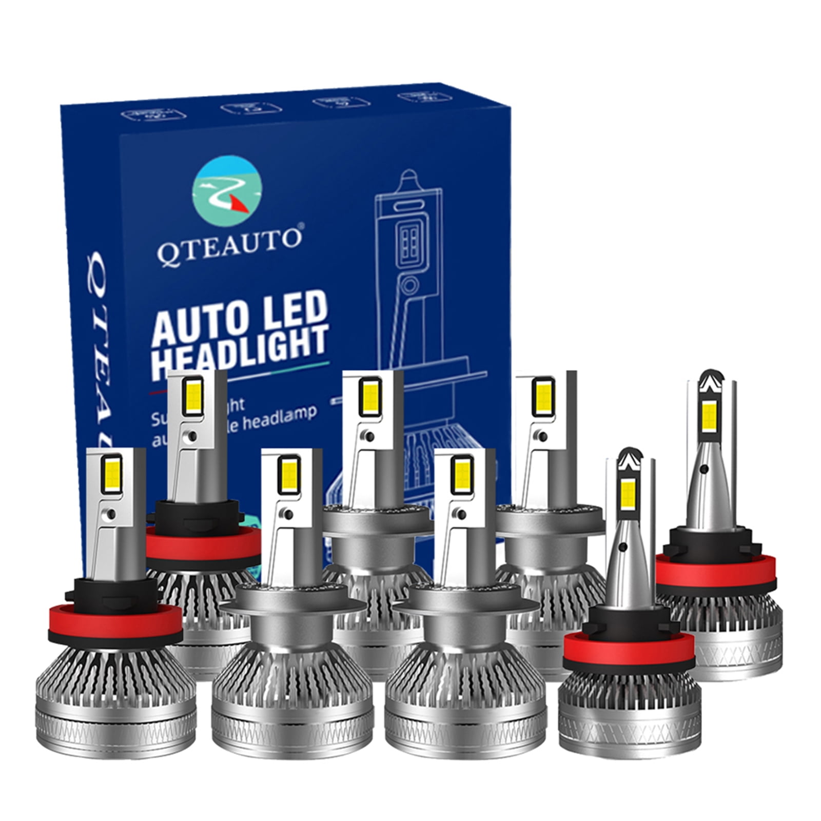 Set 8 H8/H9/H11 H7 LED Bulb Super Bright Daytime Running High Beam Low ...