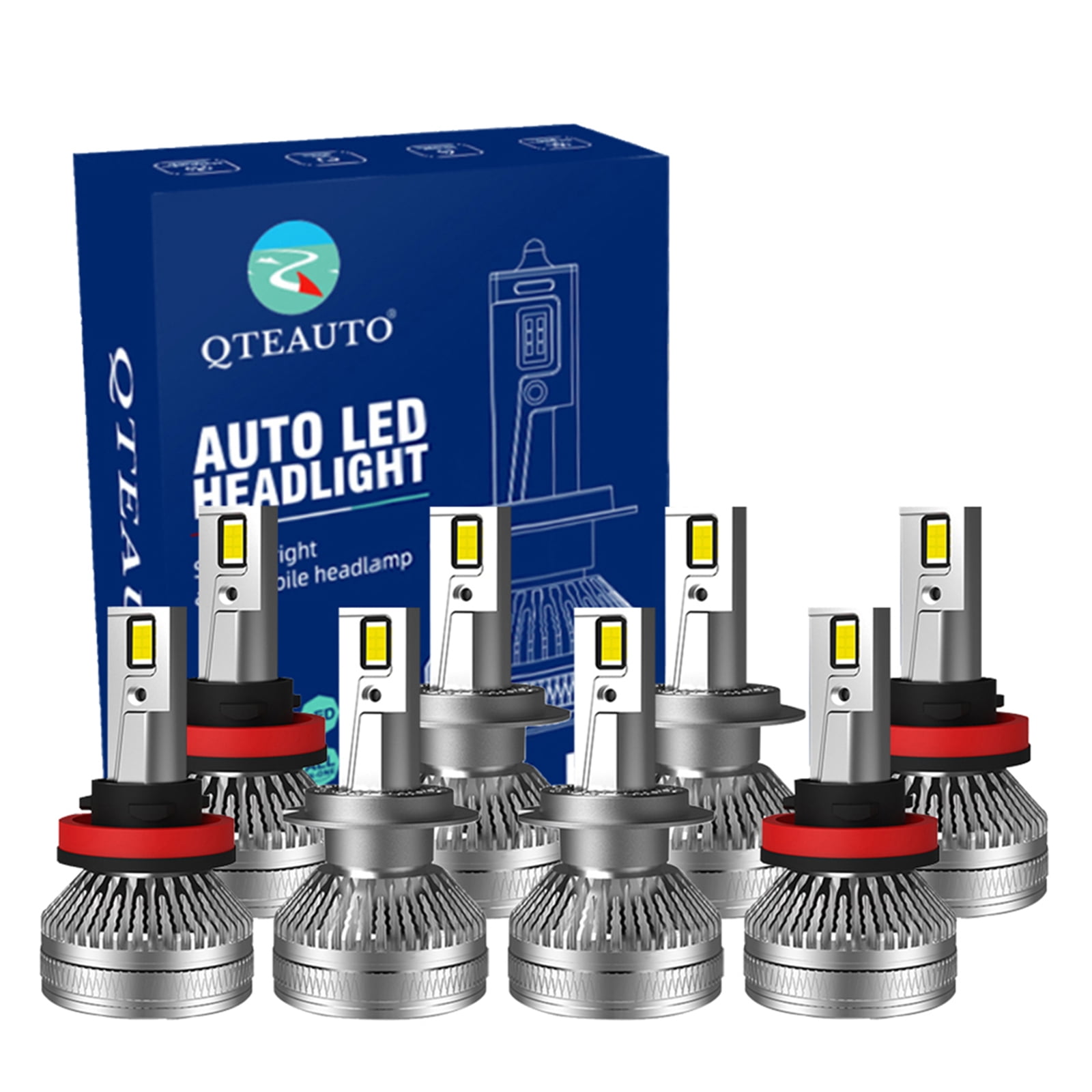 Set of 8 H8/H9/H11 H7 LED Bulb Super Bright Daytime Running High Beam ...