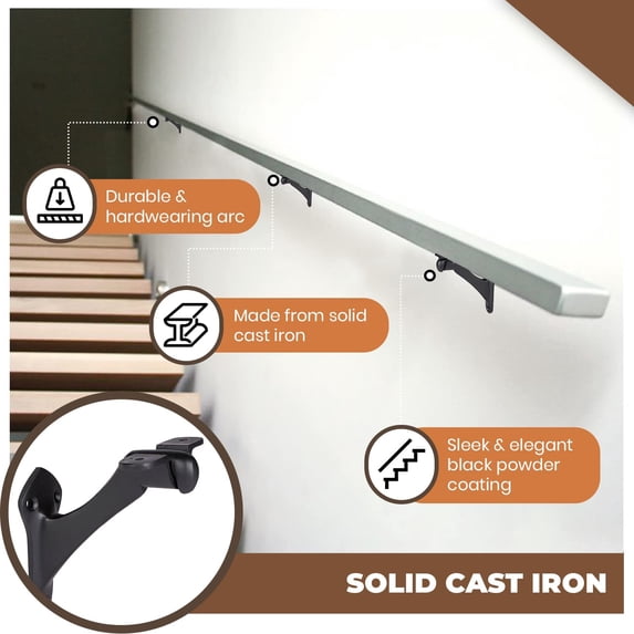 Set of 8 Heavy Duty Metal Handrail - Cast Iron Hand Railing for Stairs ...