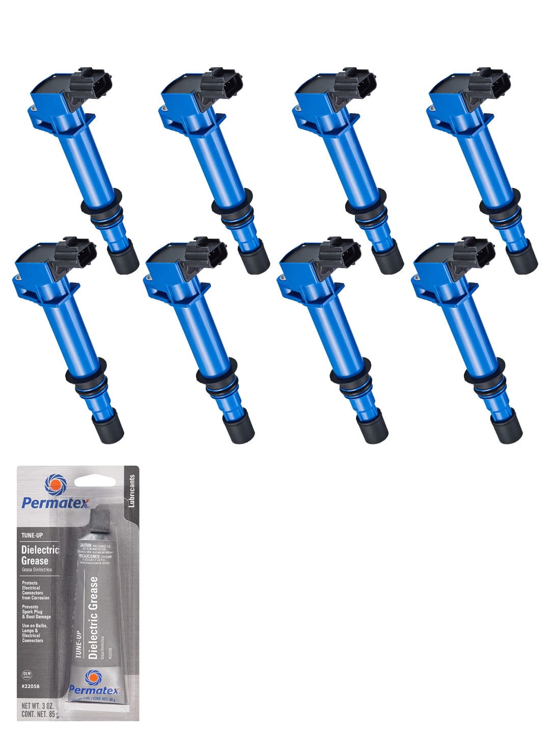 Set of 8 High Performance Ignition Coils and Tune-Up Grease Compatible ...