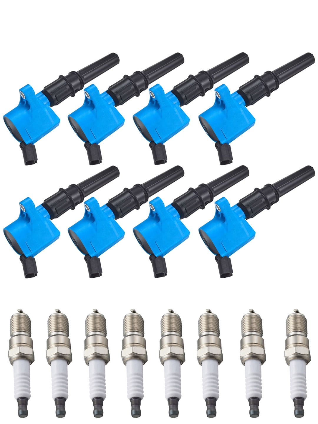 Set of 8 ISA Brand Blue Color Ignition Coils and ISA Brand Spark Plugs ...