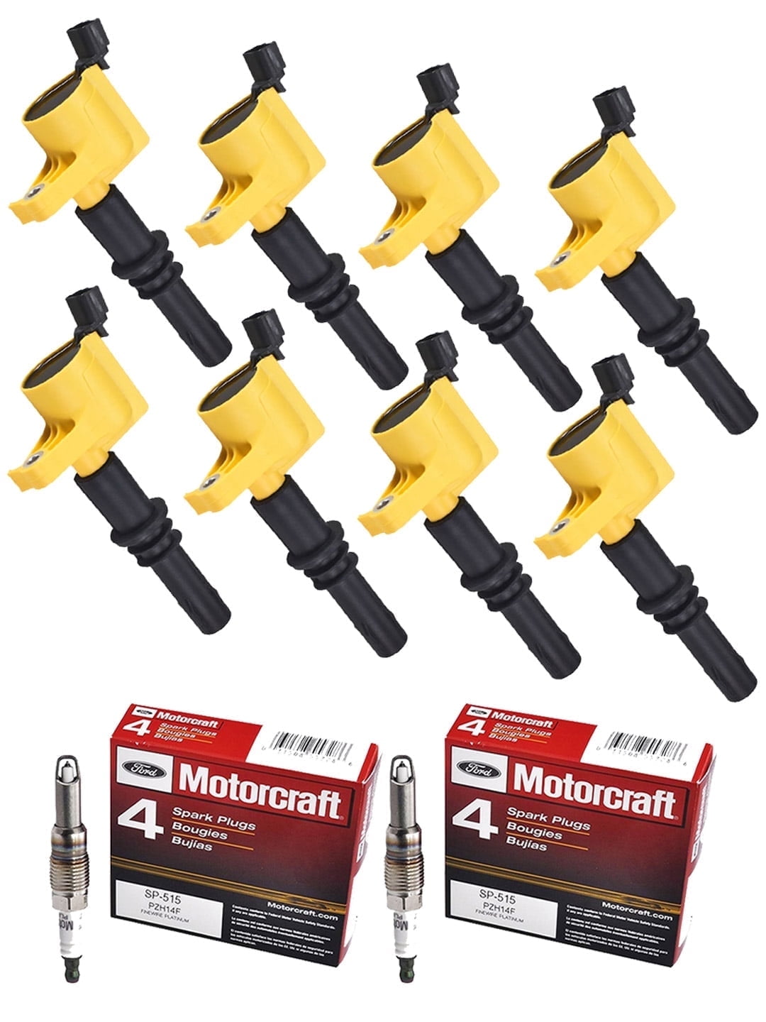 Set of 8 ISA Heavy Duty Ignition Coils and 8 MotorCraft Spark Plugs Compatible with Ford F150 ...