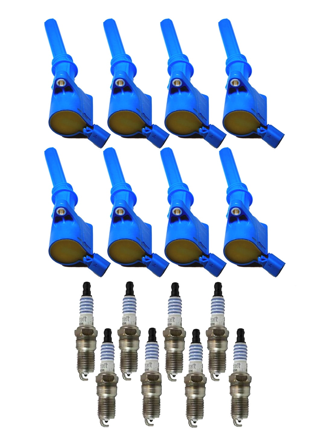 Set of 8 ISA High Performance Ignition Coil and 8 Motorcraft Spark plug ...