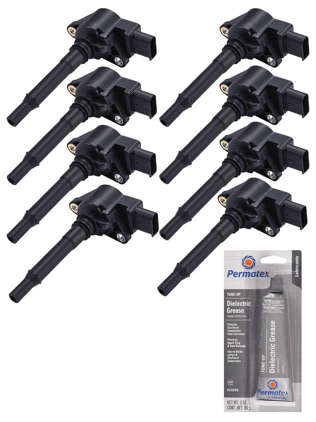 Set of 8 Ignition Coils and Permatex 22058 Dielectric Tune-Up Grease ...