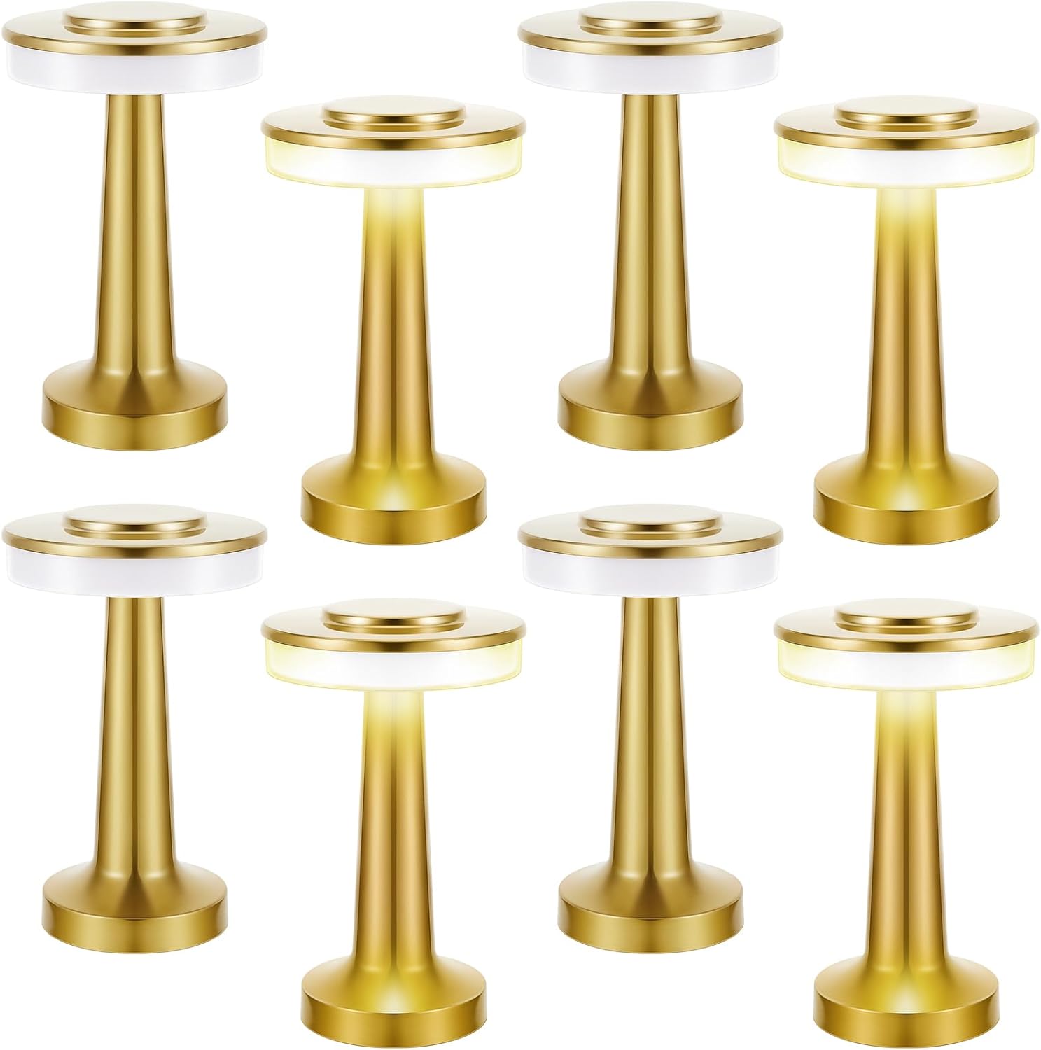 Set of 8 LED Cordless Table Lamp with Touch Sensor 3 Color Stepless ...
