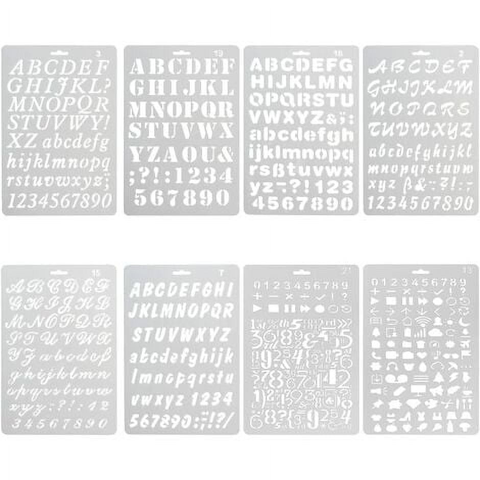 Set of 8 Number and Letter Stencil Alphabet Stencil Painting Reusable ...