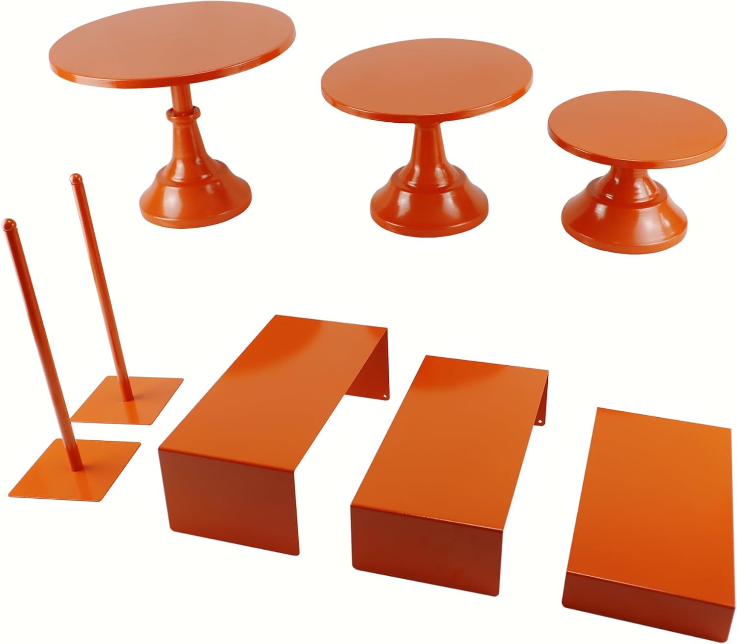 Set of 8 Orange Cake Stands Donut Holder Round Metal Dessert Display ...
