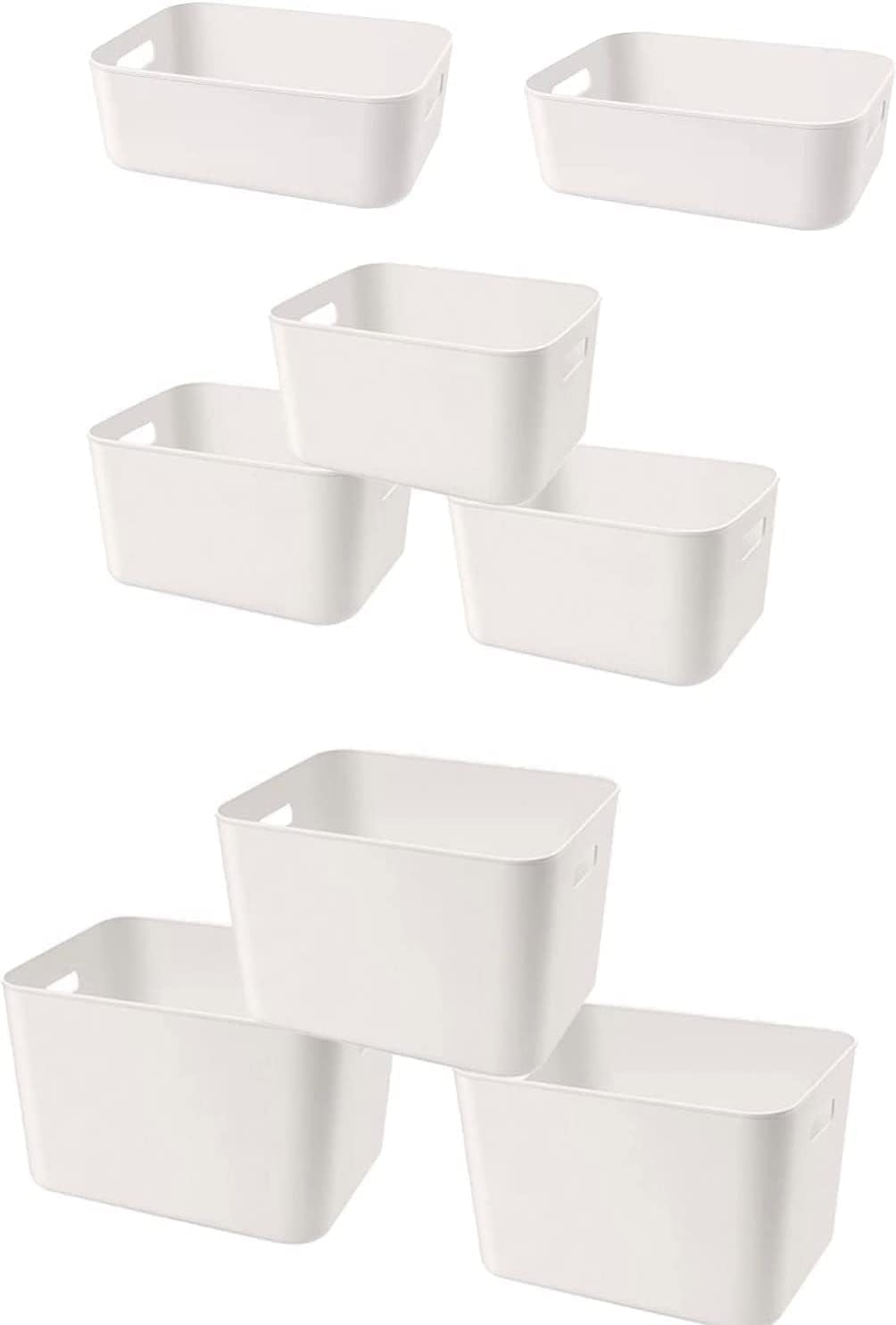 Set Of 8 Plastic Storage Bins with Lids,Versatile Kitchen Pantry ...