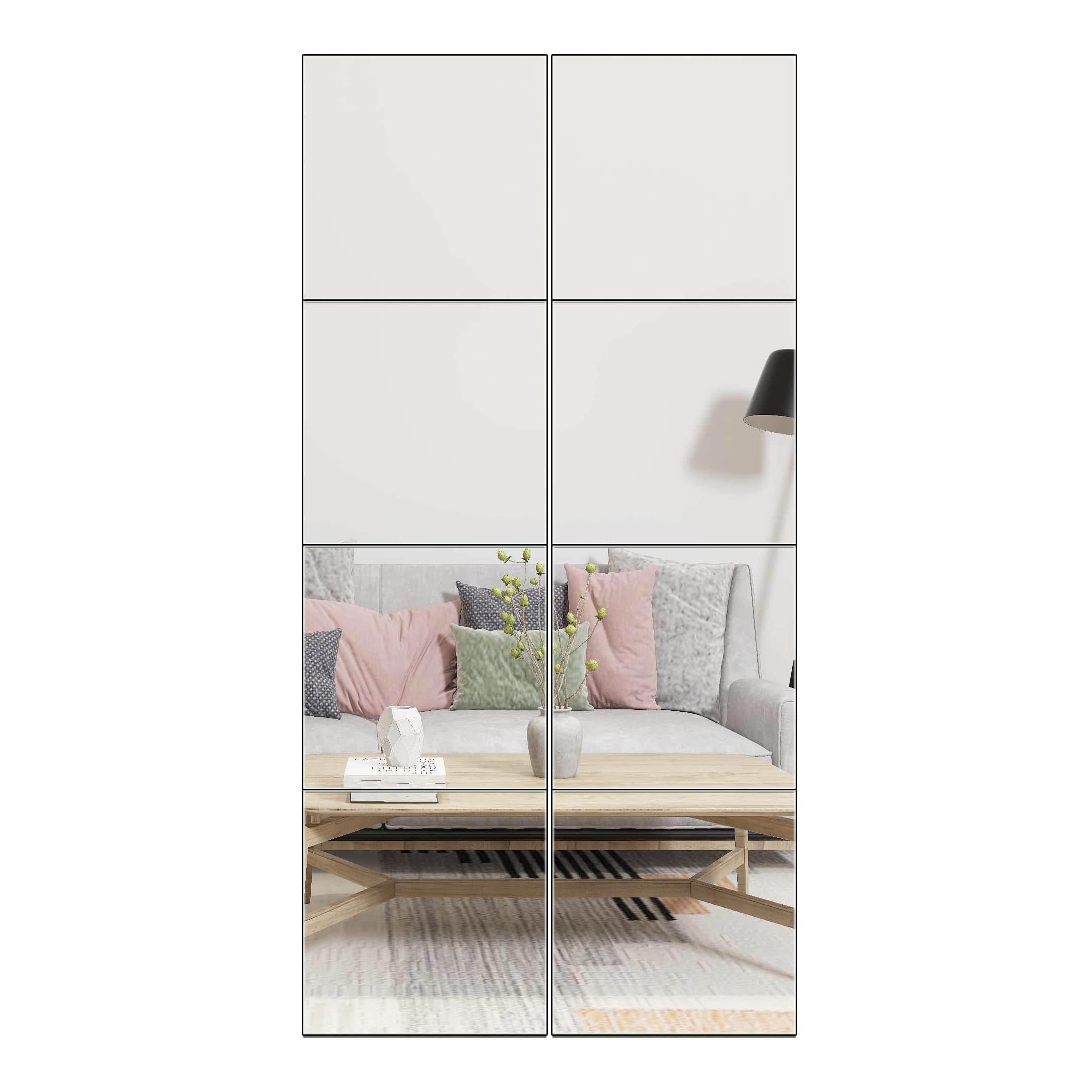 Set of 8 Self-Adhesive Acrylic Mirror Tiles - 12x12 Inch Flexible ...