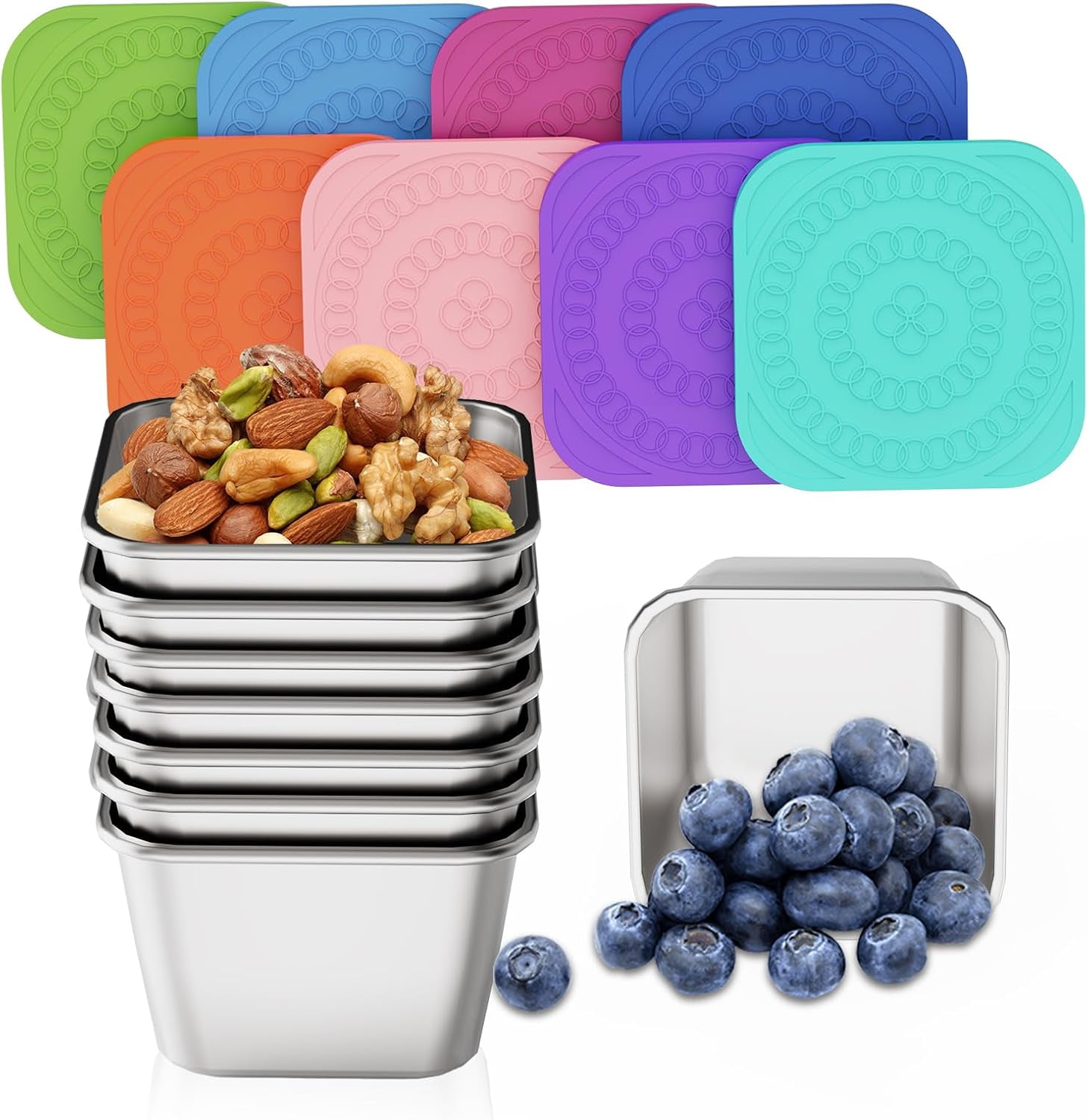 Set of 8 Snack Containers,Toddler Snack Containers,Stainless Steel ...