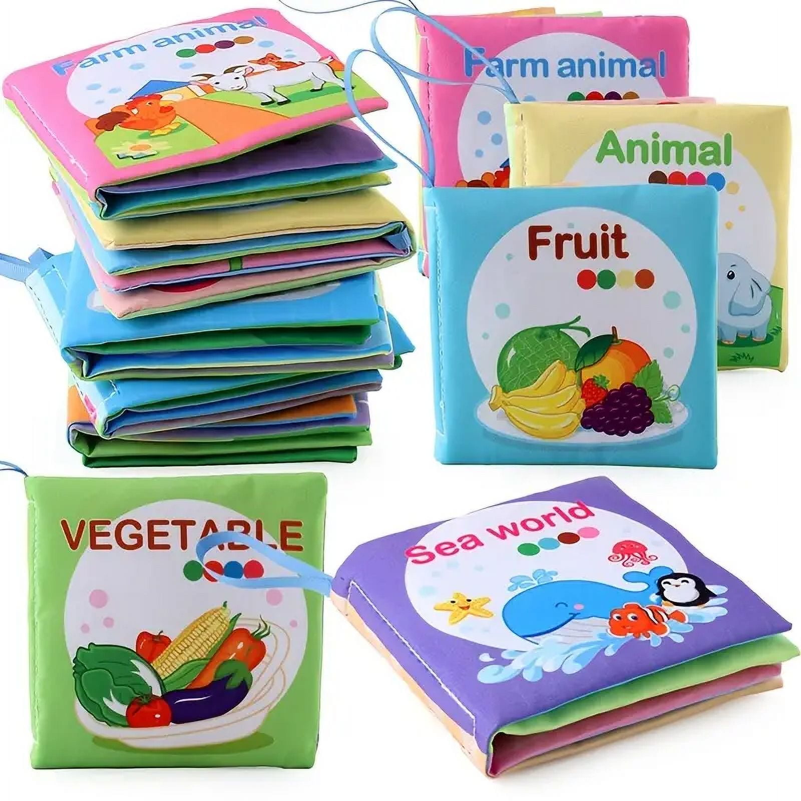Set Of 8 Soft Cloth Books Baby Toys, Colorful Fabric Baby Learning ...