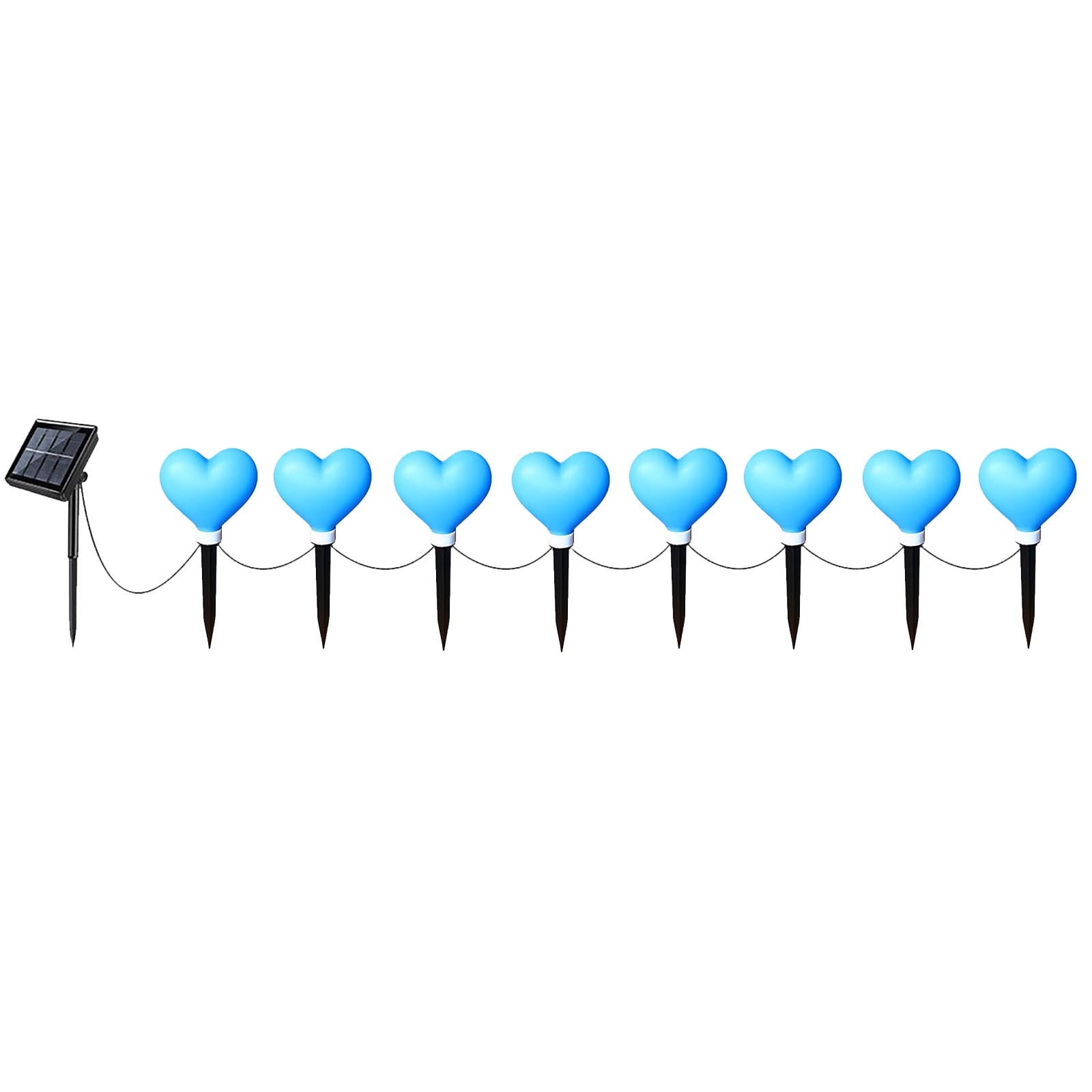 Set of 8 Solar Red Heart Stake Lights LED Love Heart Solar Fairy String ...