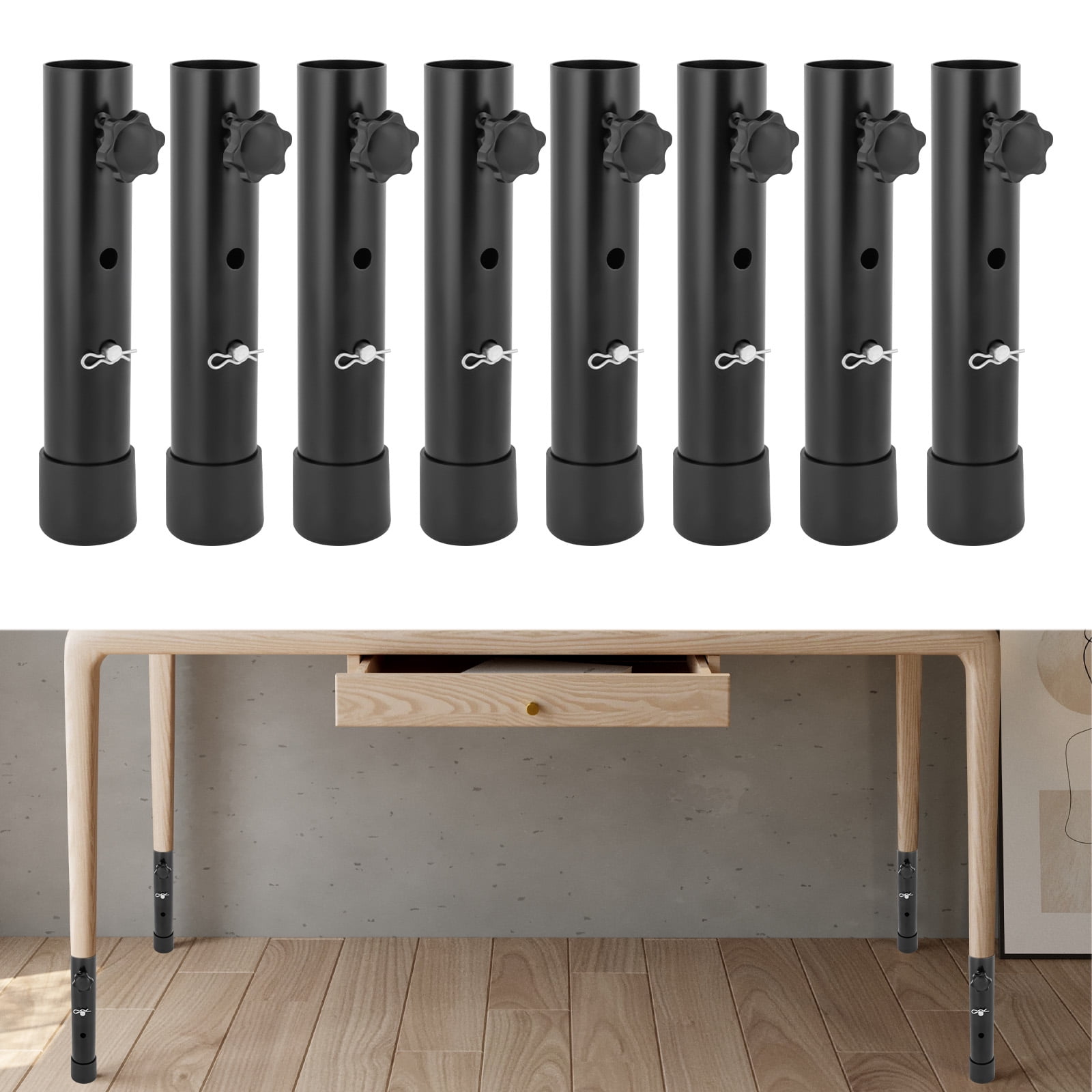 Set of 8 Table Leg Extenders, 2 Levels Adjustable Height Table Risers ...