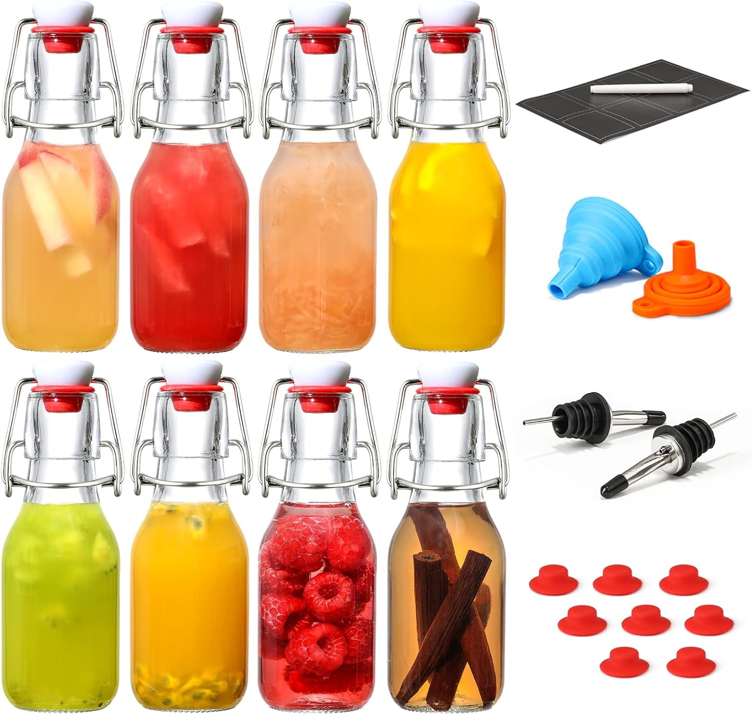 Set of 8, Twist-top Glass Bottles - Flip-top Beer Brewing Bottles with ...