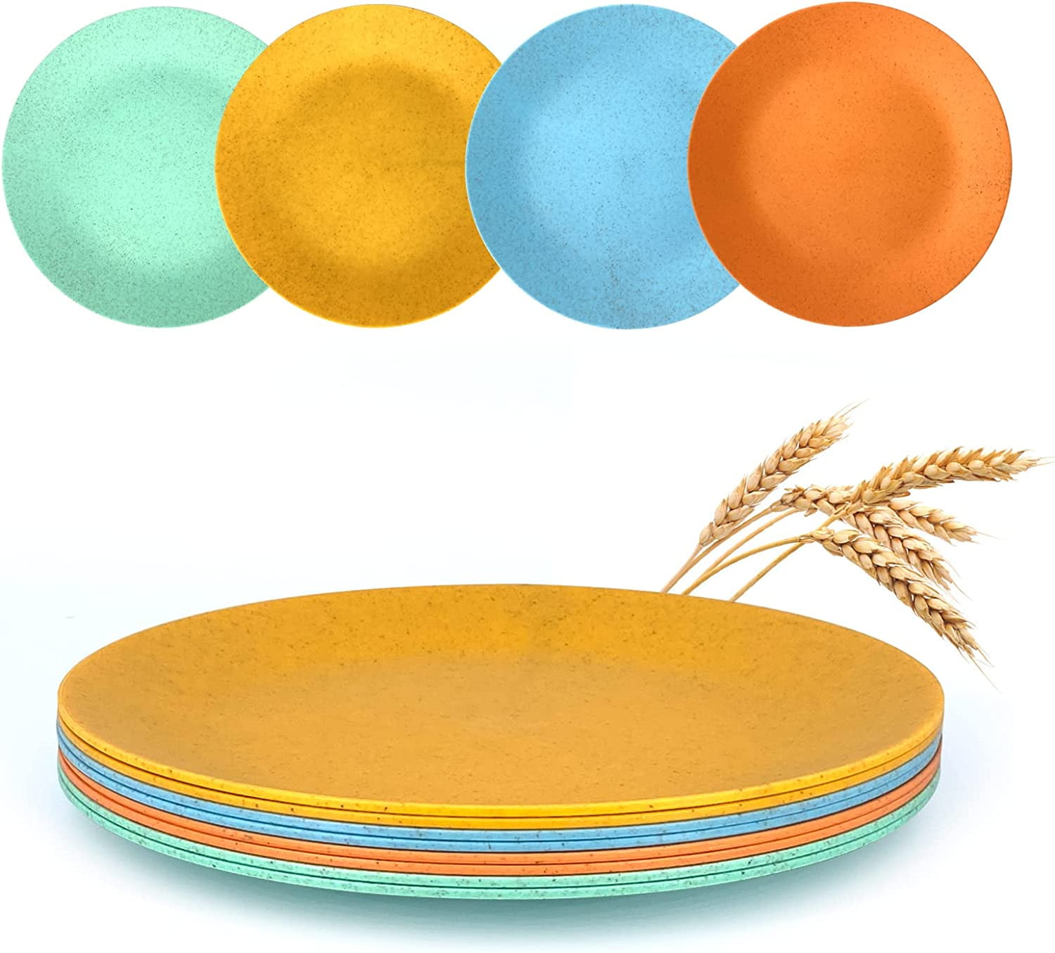 8-Pack Unbreakable Wheat Straw Dinner Plates, 9.875 inch, Microwave ...