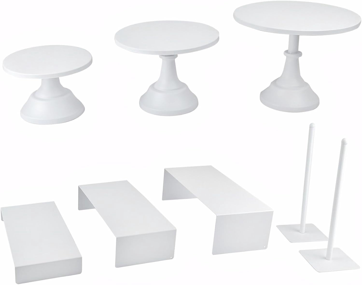 Set of 8 White Cake Stands Donut Holder Metal Dessert Display Risers ...
