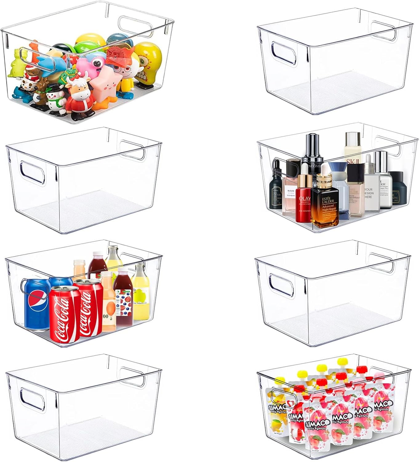 Set of 8 pack Clear Plastic Storage Bins, Pantry Organization and ...