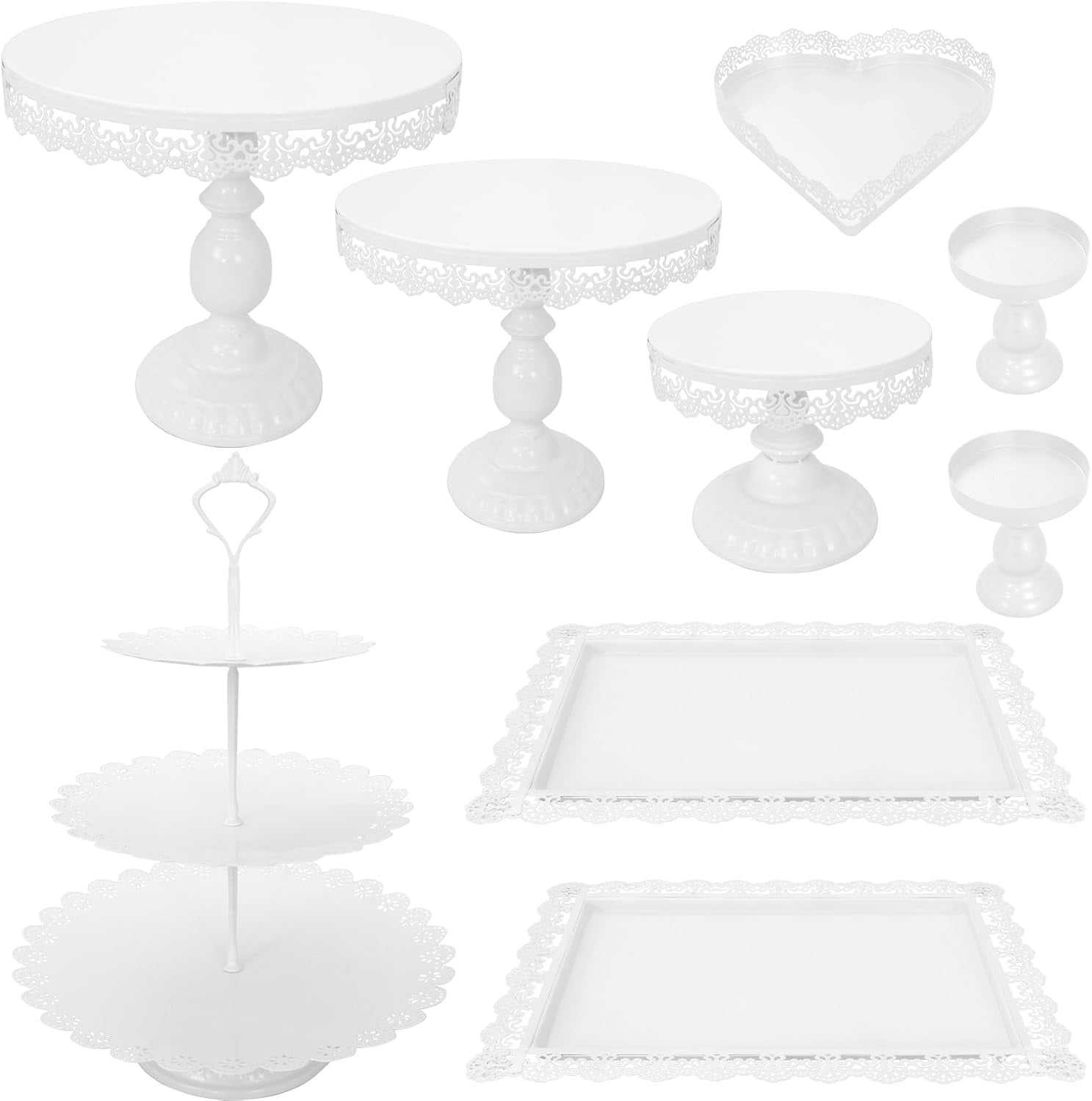 Set of 9 Cake Stands, Metal Cupcake Stand Set, Multiple Styles Candy ...