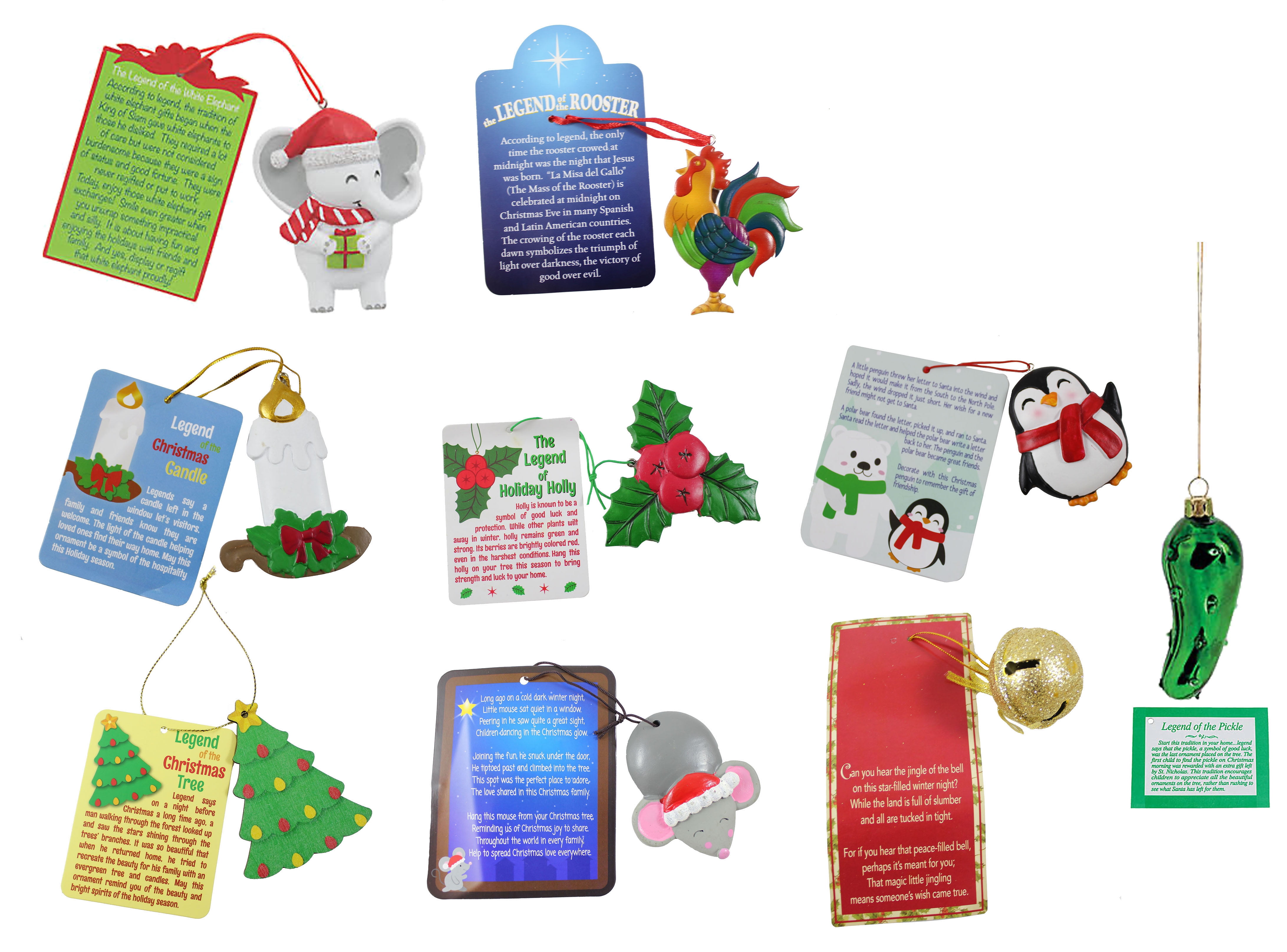 Set of 9 Christmas Ornaments for Tree - Several Styles of Legends of ...