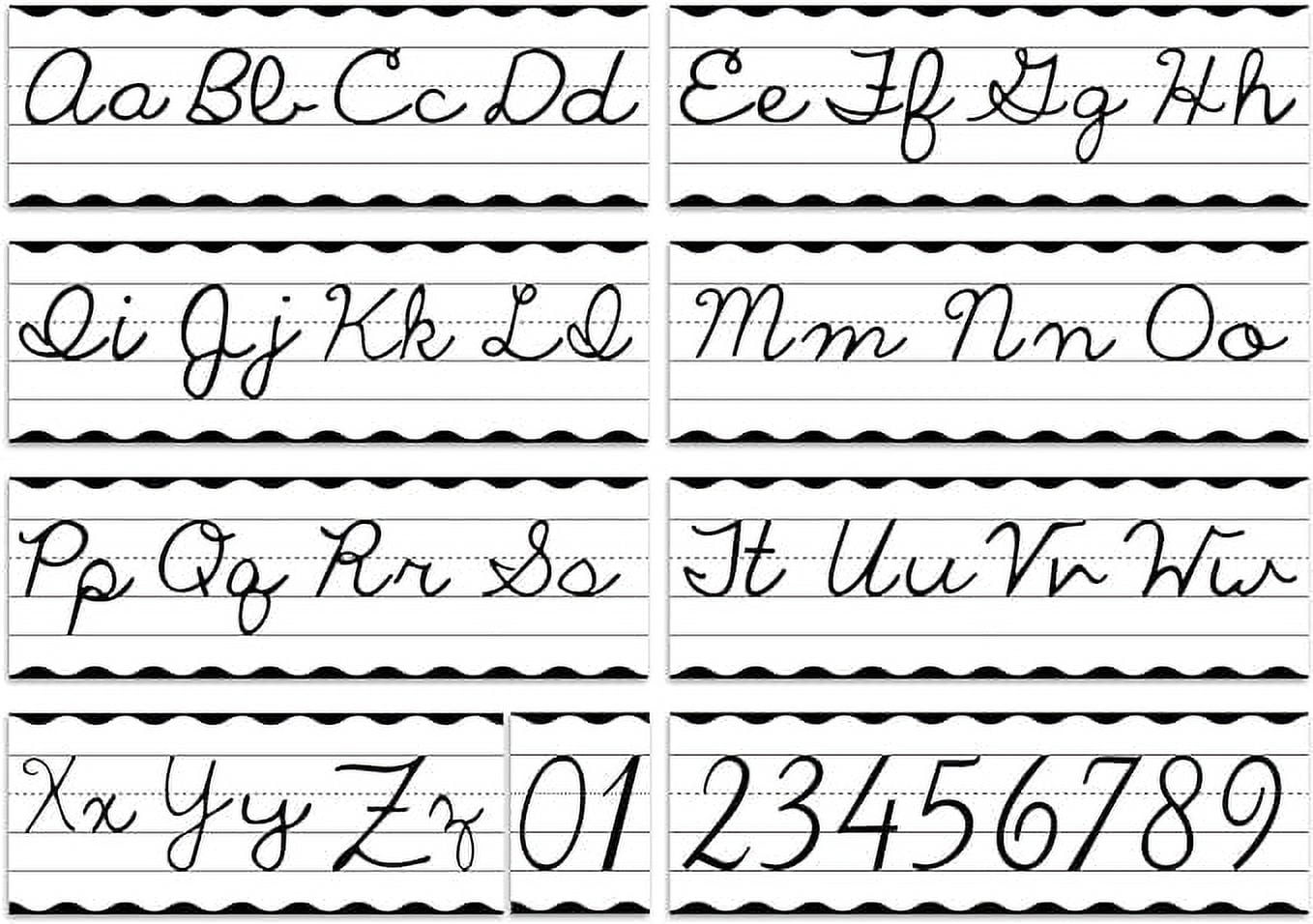 Set of 9 Cursive Writing Bulletin Board Cursive Alphabet Wall Strip for ...