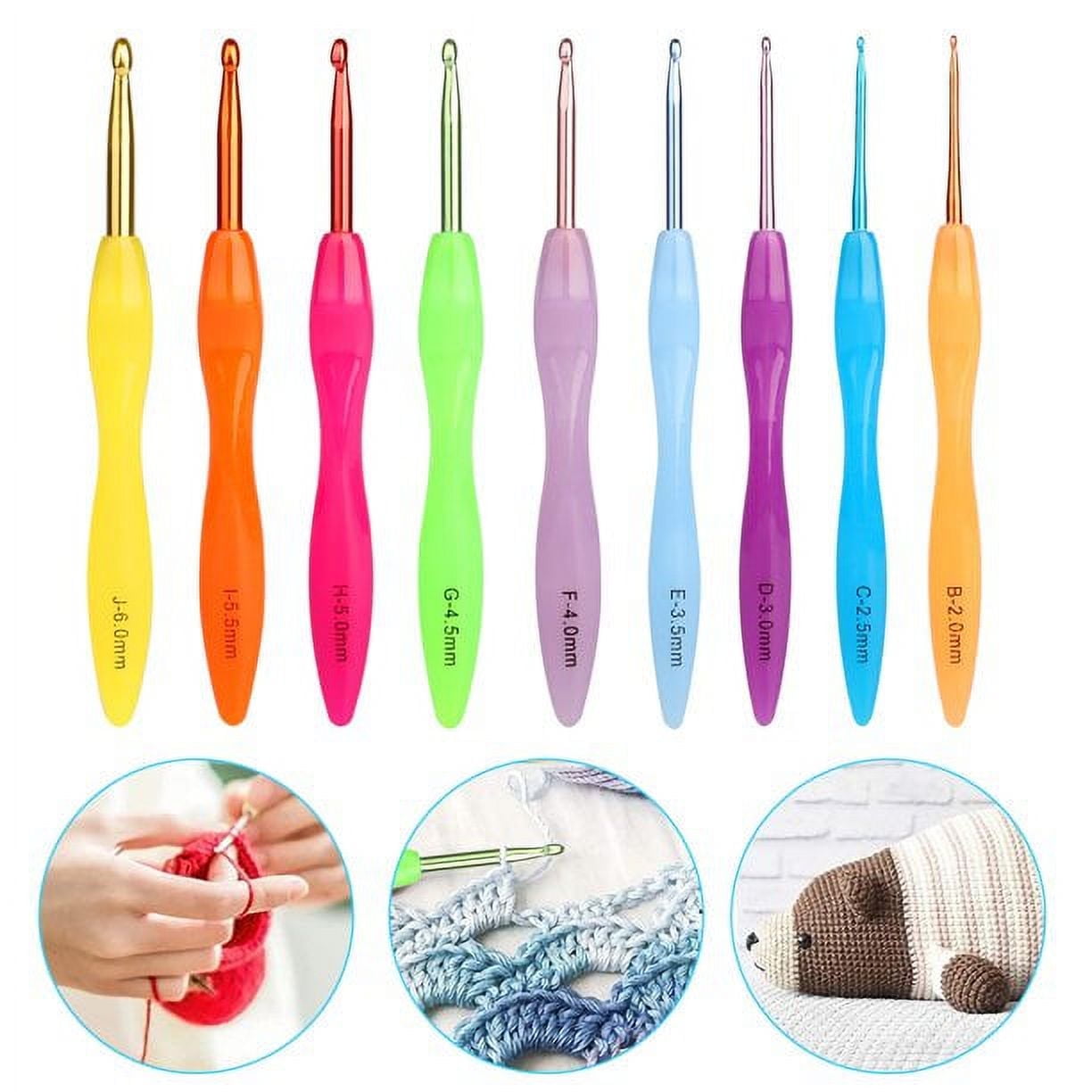 Set of 9 Small Size Crochet Hook Set, Ergonomic Handle Crochet Hook ...