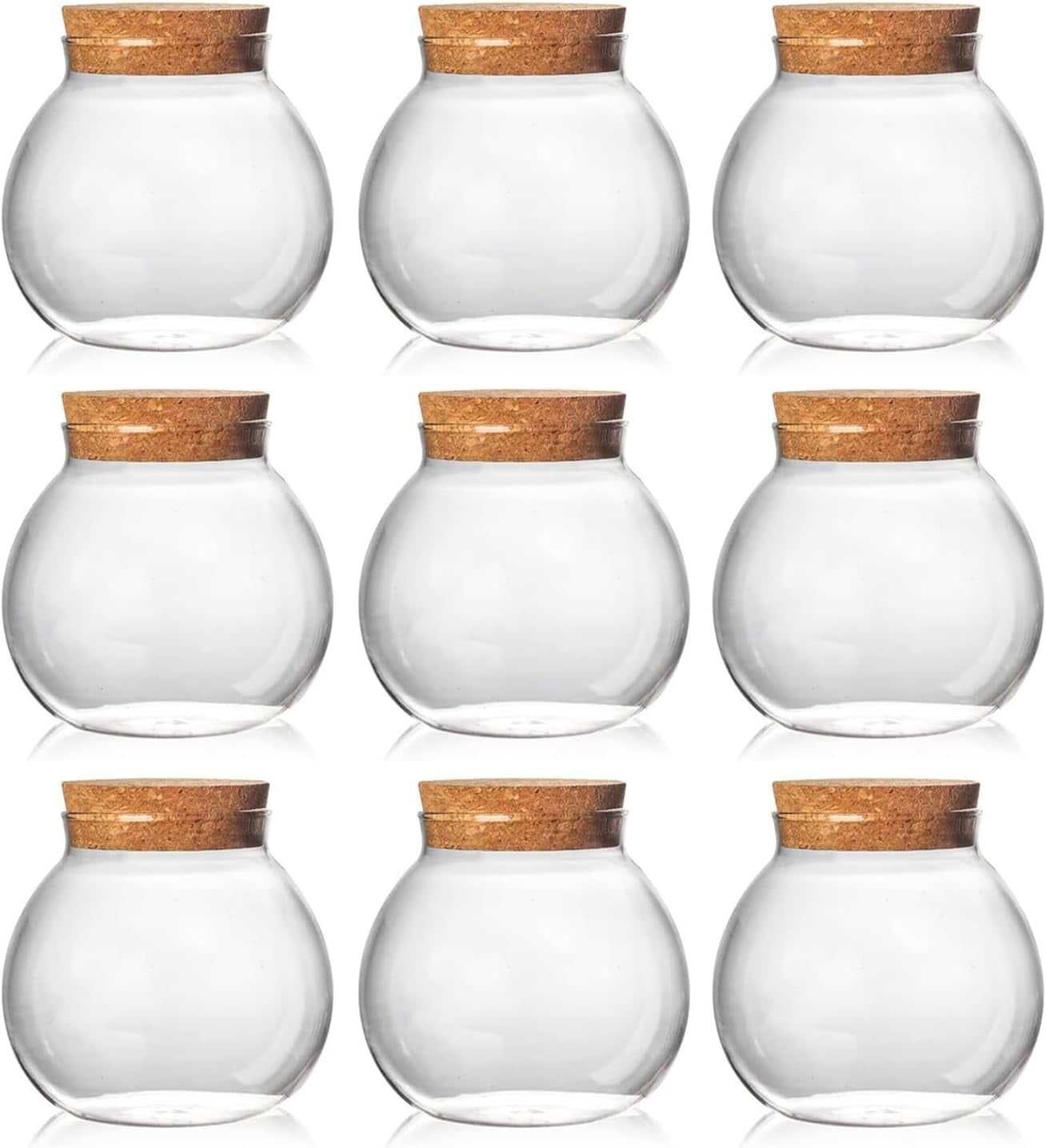 Set of 9 round glass jars with cork lid – 17oz wedding candy jar ...