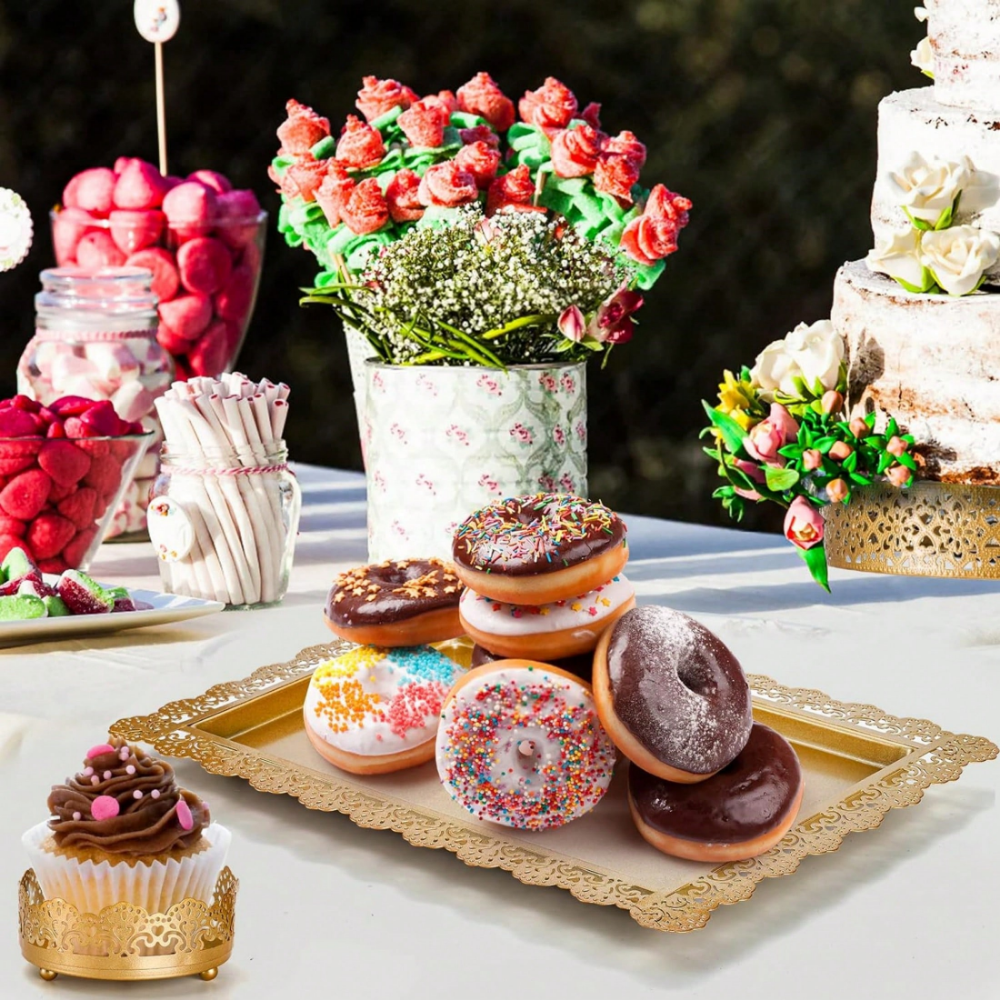 Set Of 9pcs Golden Cake Stand Dessert Table Display Set, Including ...