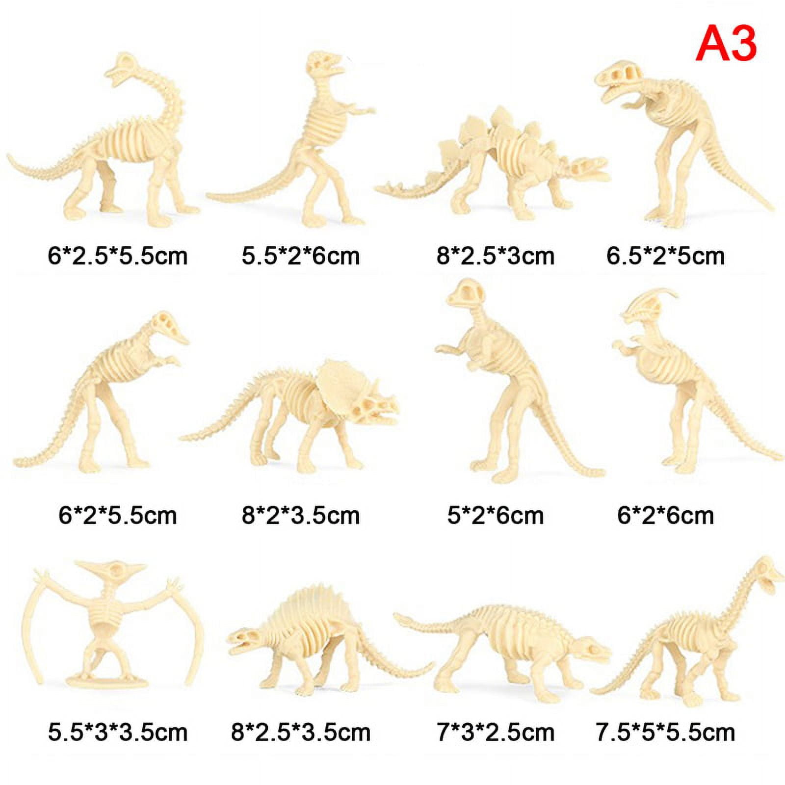 (Set A3) 12pcs Dinosaur Toys Fossil Skeleton Simulation Model Set Mini ...