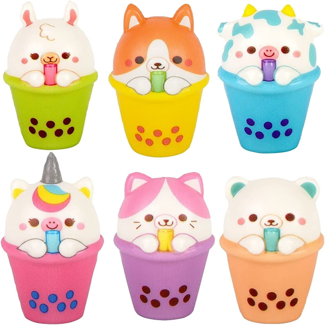Set of ALL 6 Styles - 4" Animal Drinking Bubble Drink Cute Micro Slow ...