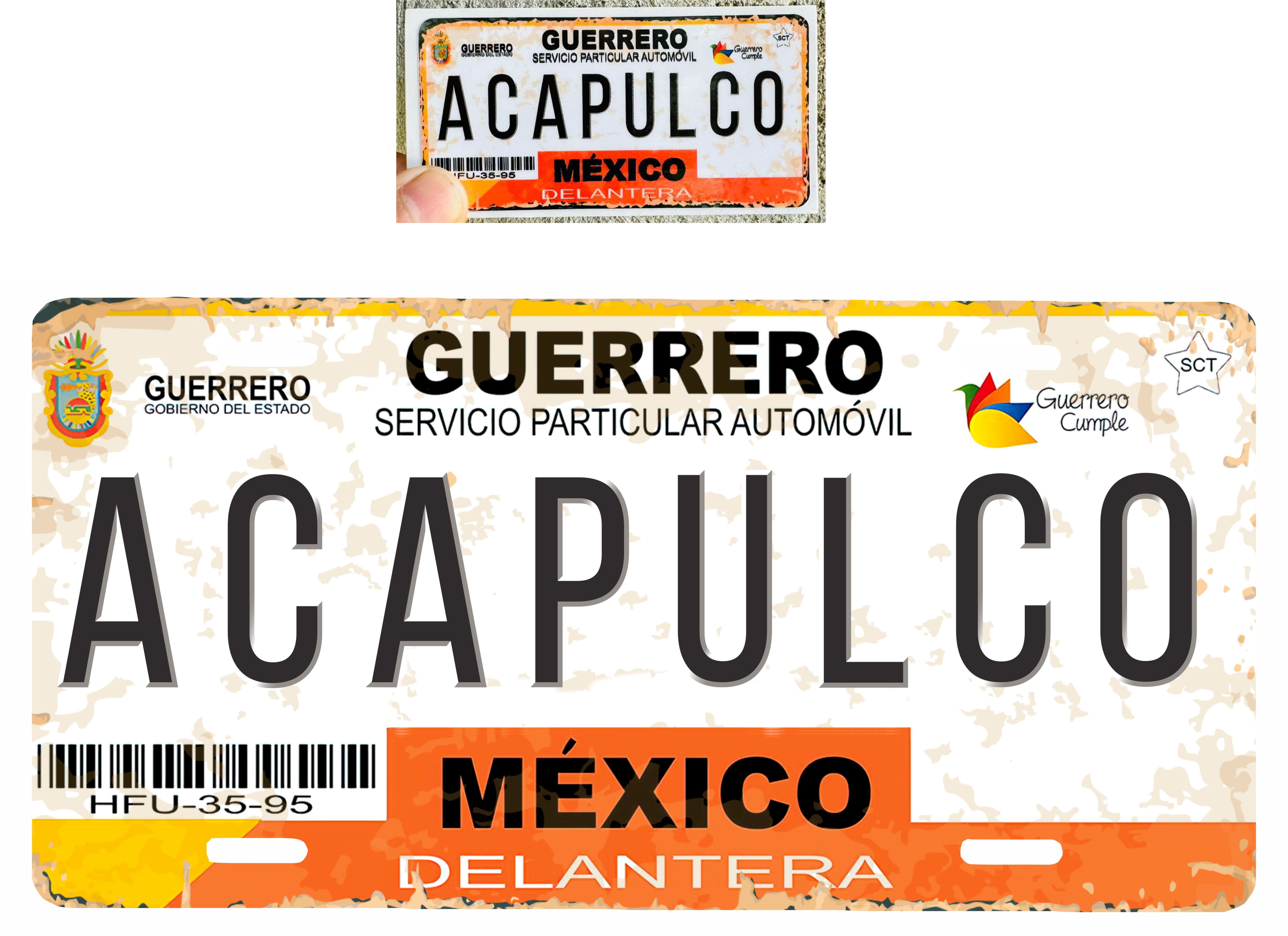 Set Acapulco Guerrero Mexico - Aluminum Novelty Vanity Plate Placa Sign ...