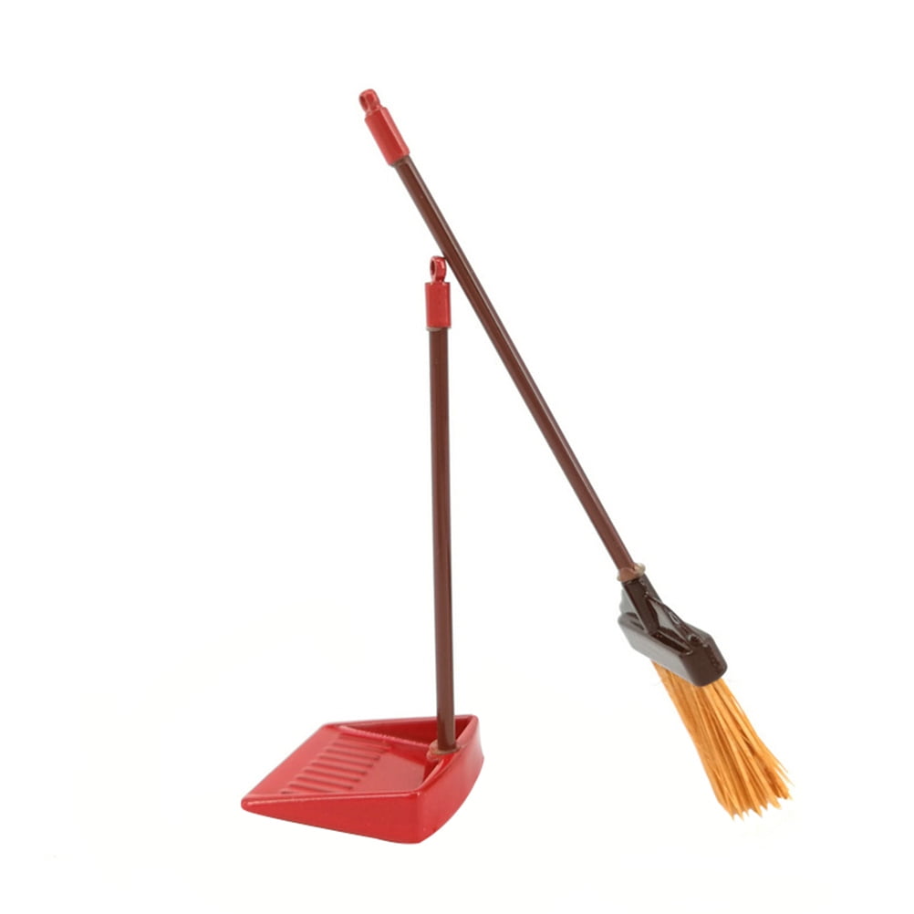 FRCOLOR 1 Set Miniature Broom and Dustpan Metal Plastic Realistic ...
