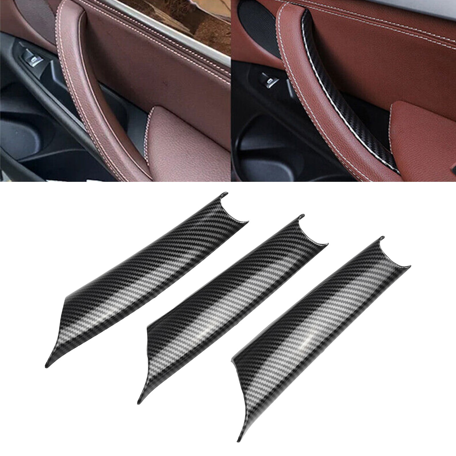 Set Carbon Fiber Look Car Interior Door Handle Cover For Bmw E70 2008 ...
