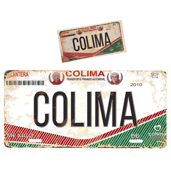 Set Colima Mexico - Aluminum Novelty Vanity Plate Placa Sign 6" x 12 ...