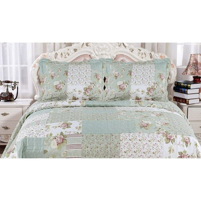 Full Queen Size Lightweight Summer Quilt Set with Warm Shams, Cotton ...